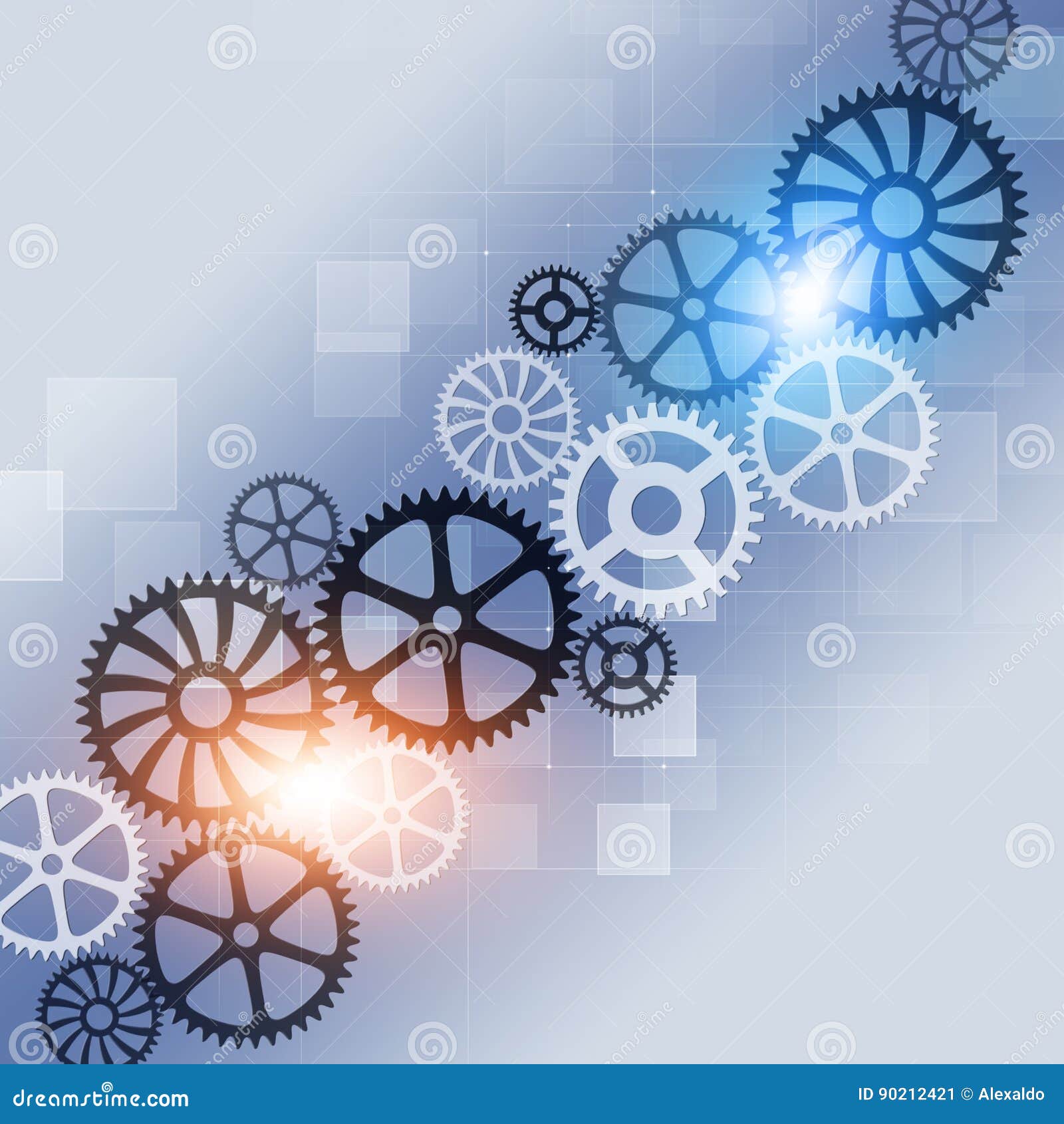 Gears Bright Background . Innovation, Ideas And Ingenuity. Science And ...