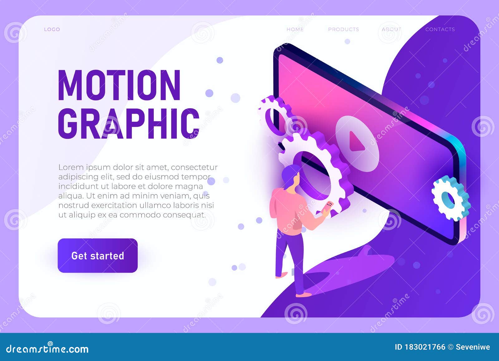 Motion Graphic Design Process Isometric Illustration with Motion ...