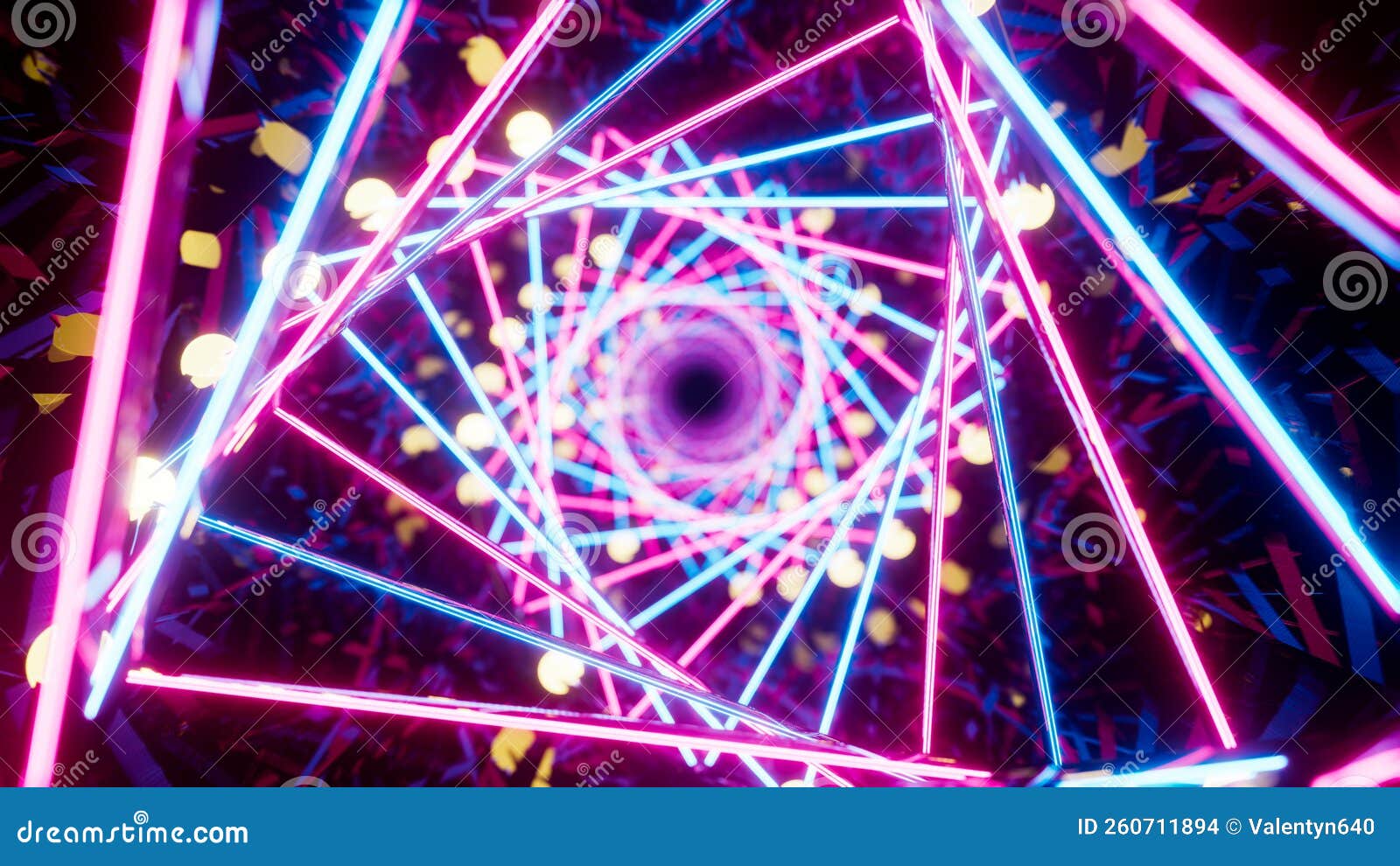 Motion Graphic of Flying into Rotation Triangle Digital Tunnel. 3D ...