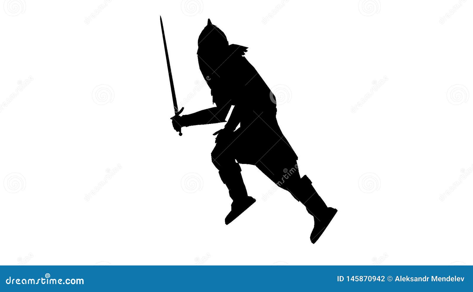 Black Silhouette of a Running Soldier. Alpha Channel. Alpha Matte ...