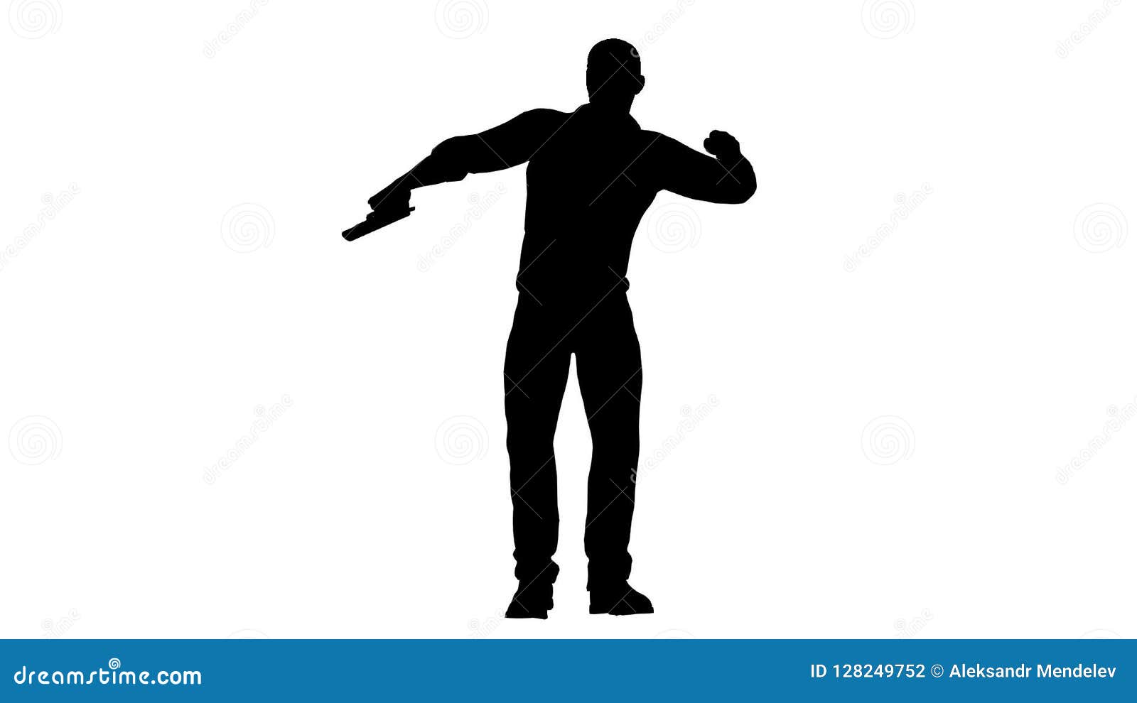Silhouette of a Dancing Man with a Gun. Alpha Channel. Alpha Matte ...