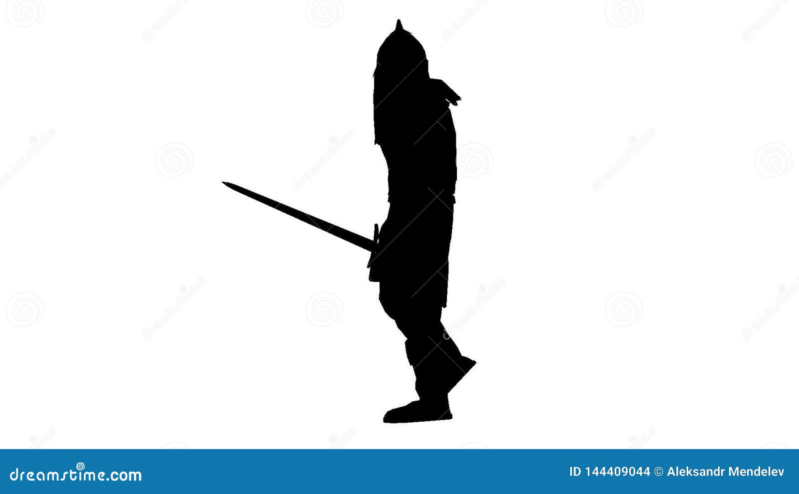 Silhouette of a Moving Warrior. Alpha Channel. Alpha Matte. FullHD ...