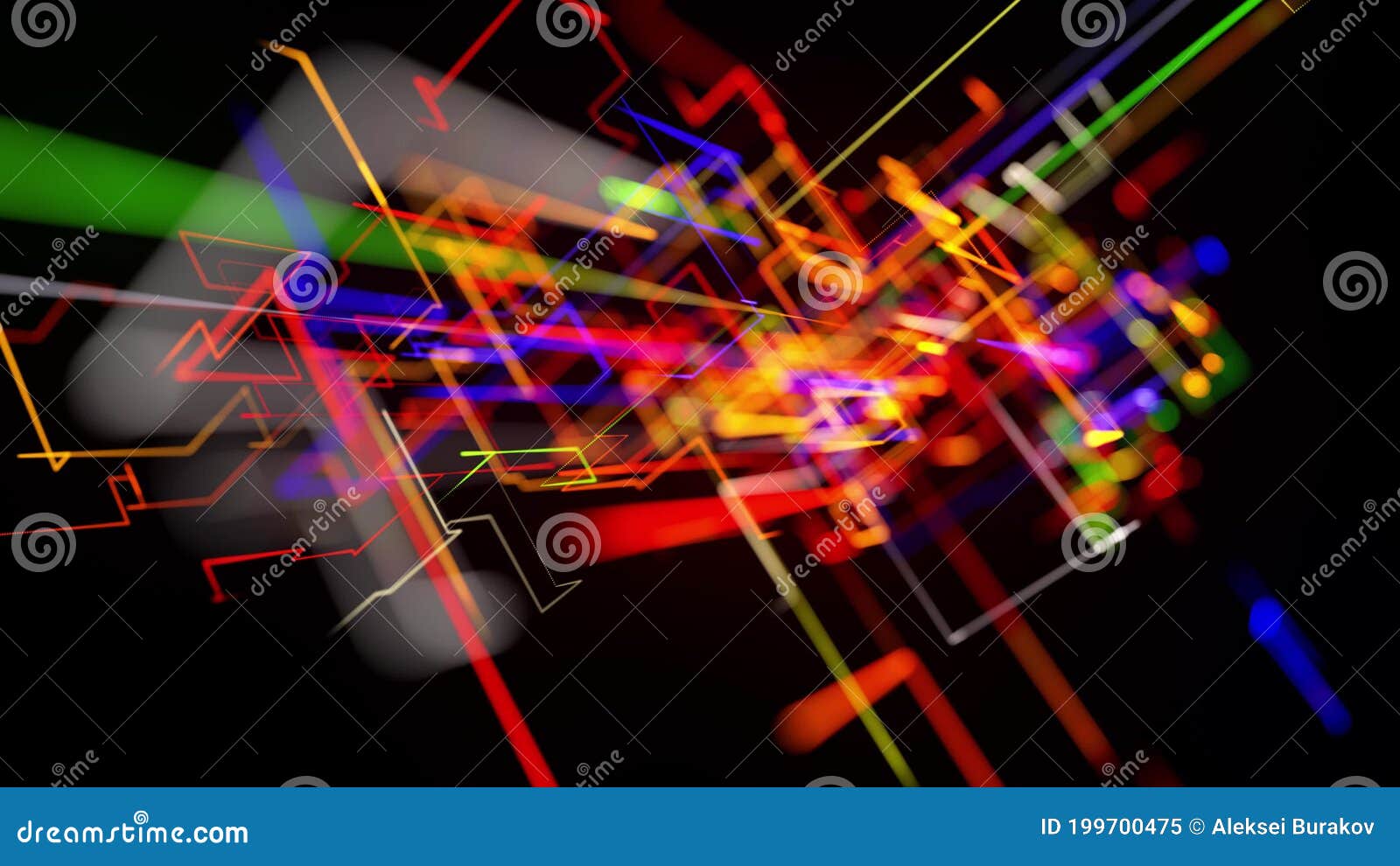 Motion Graphics, Sci Fi Bg with Stream of Multicolor Neon Glow Lines ...