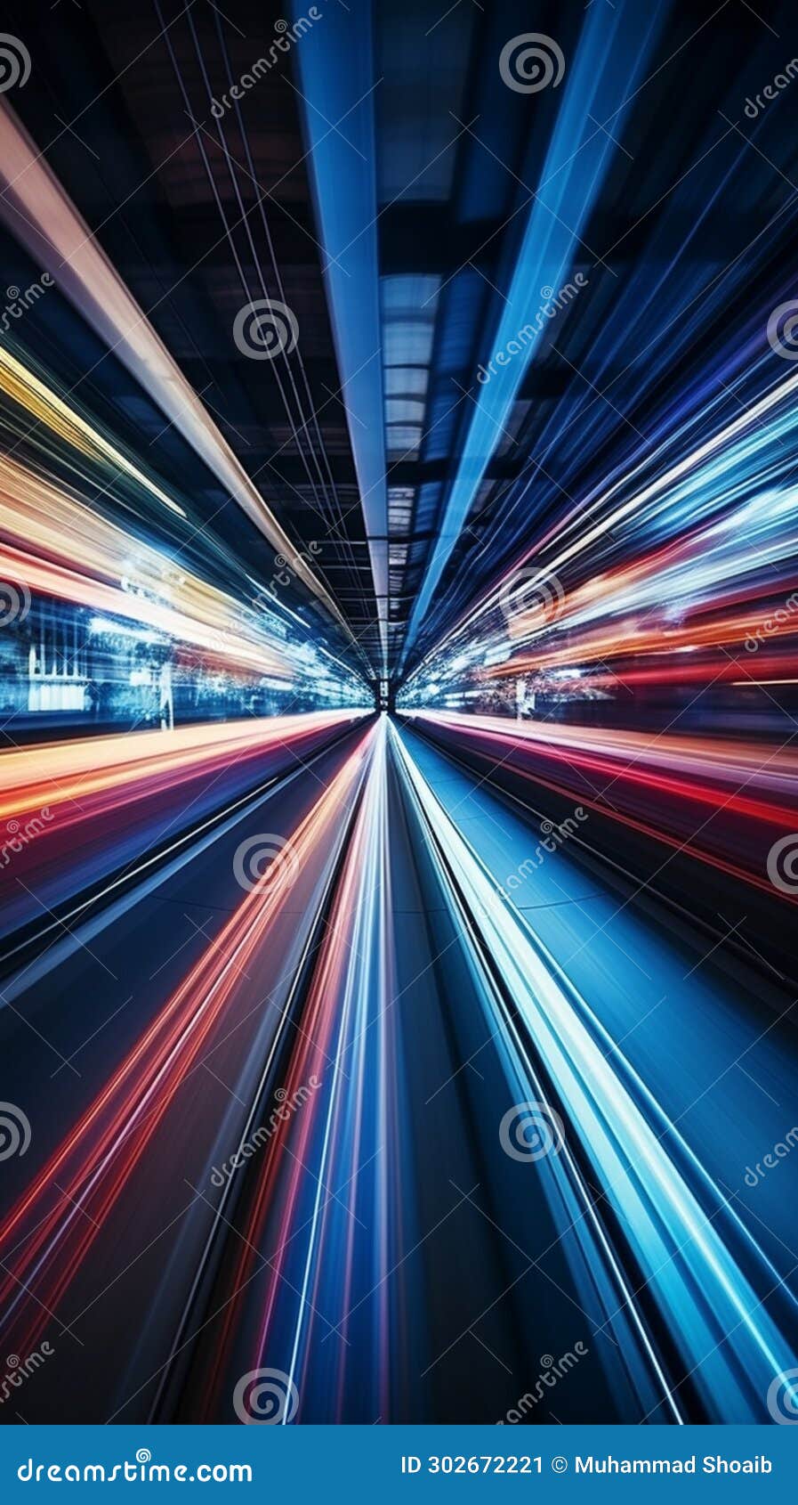 Motion Light Trails on an MRT Track, a High-speed Abstract. Stock ...