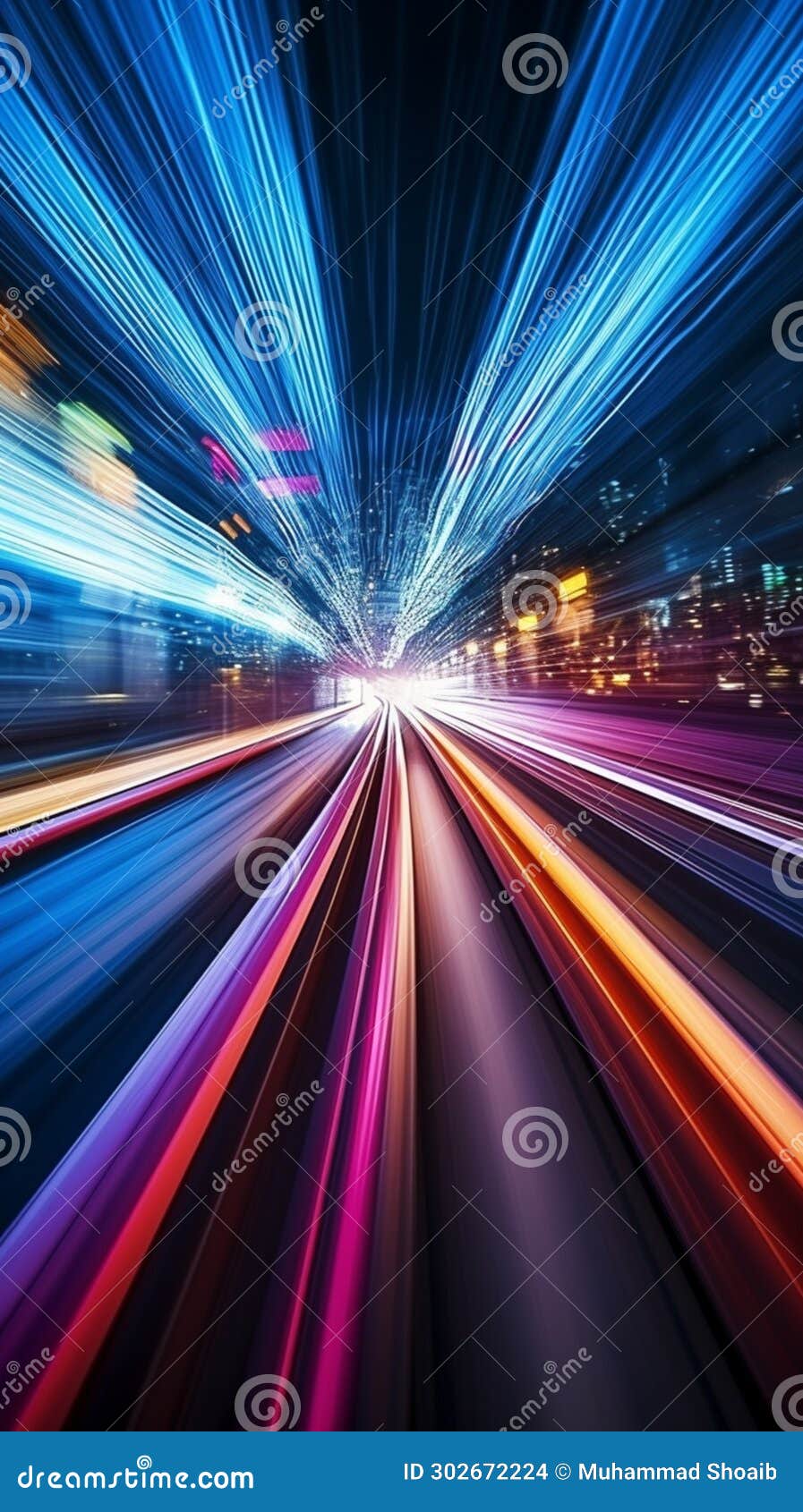 Motion Light Trails on an MRT Track, a High-speed Abstract. Stock ...