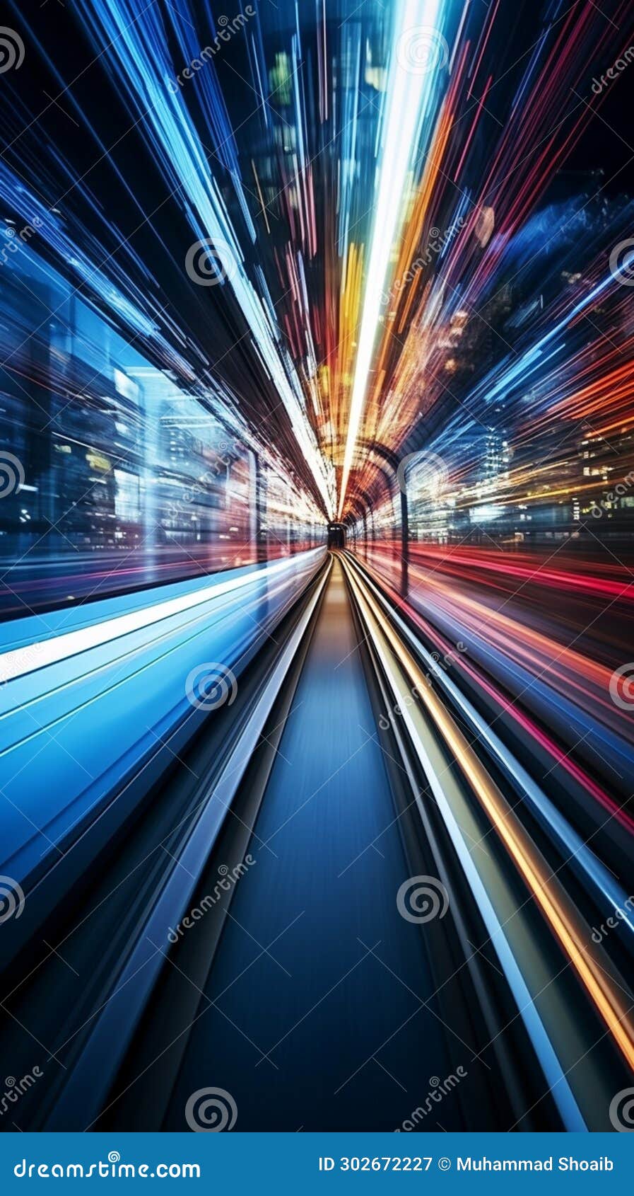 Motion Light Trails on an MRT Track, a High-speed Abstract. Stock ...