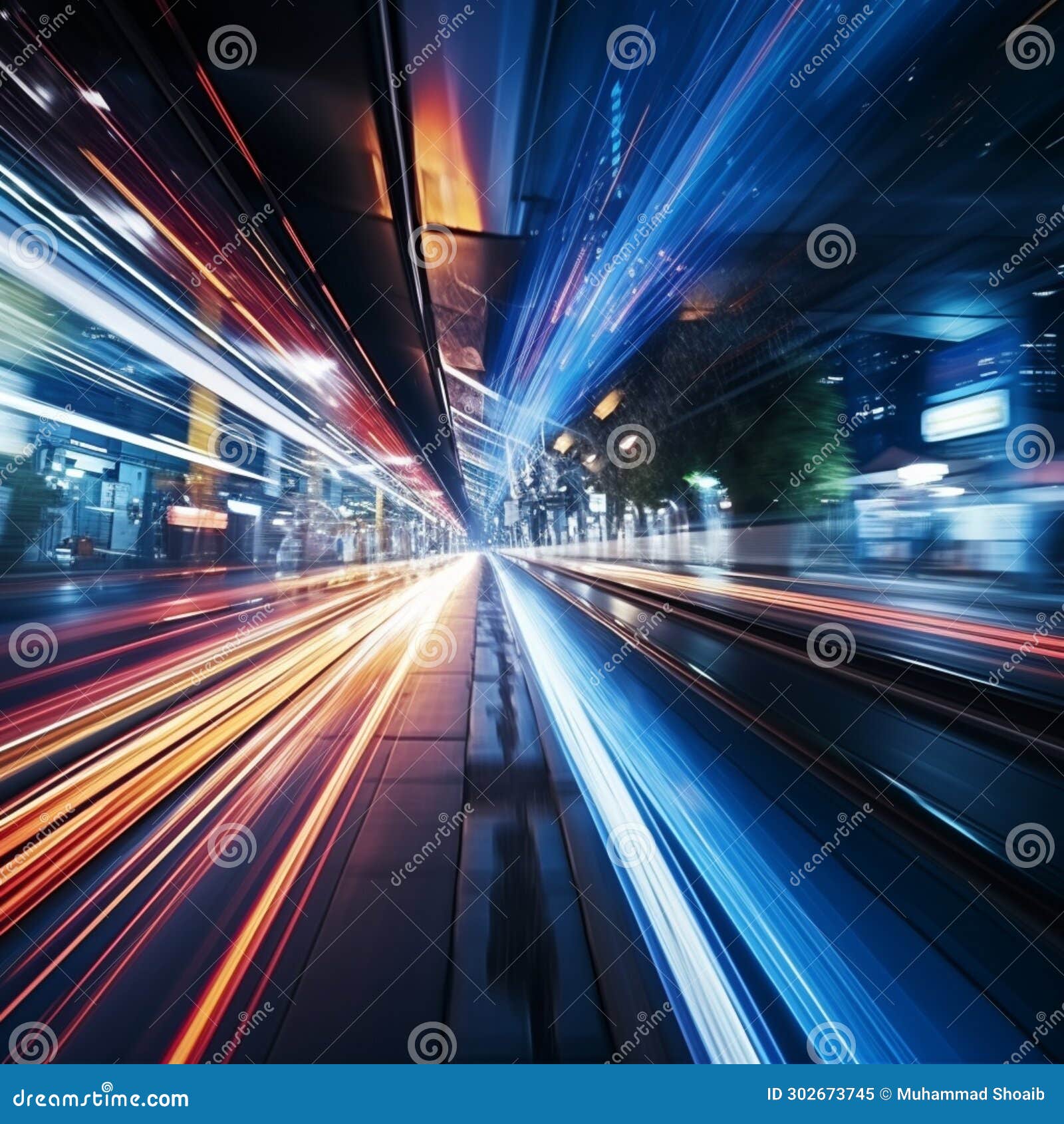Motion Light Trails on an MRT Track, a High-speed Abstract. Stock ...