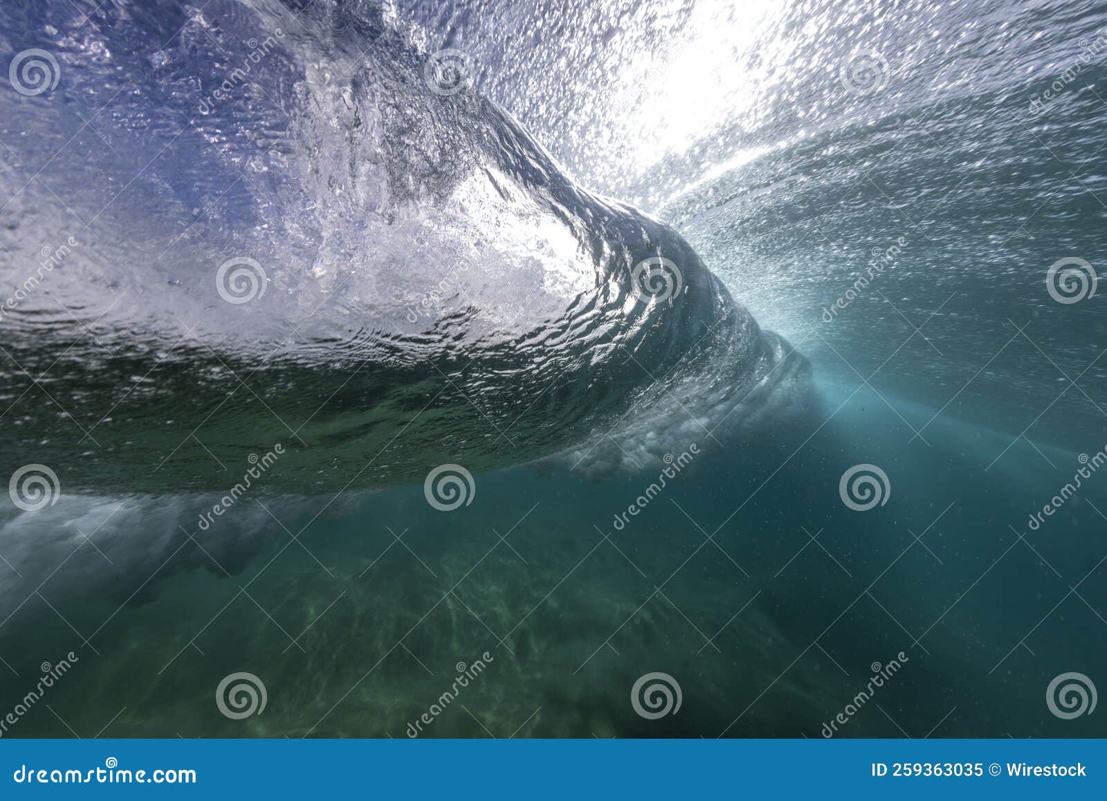 Motion of an Ocean Wave Underwater. Stock Image - Image of ocean, blue ...