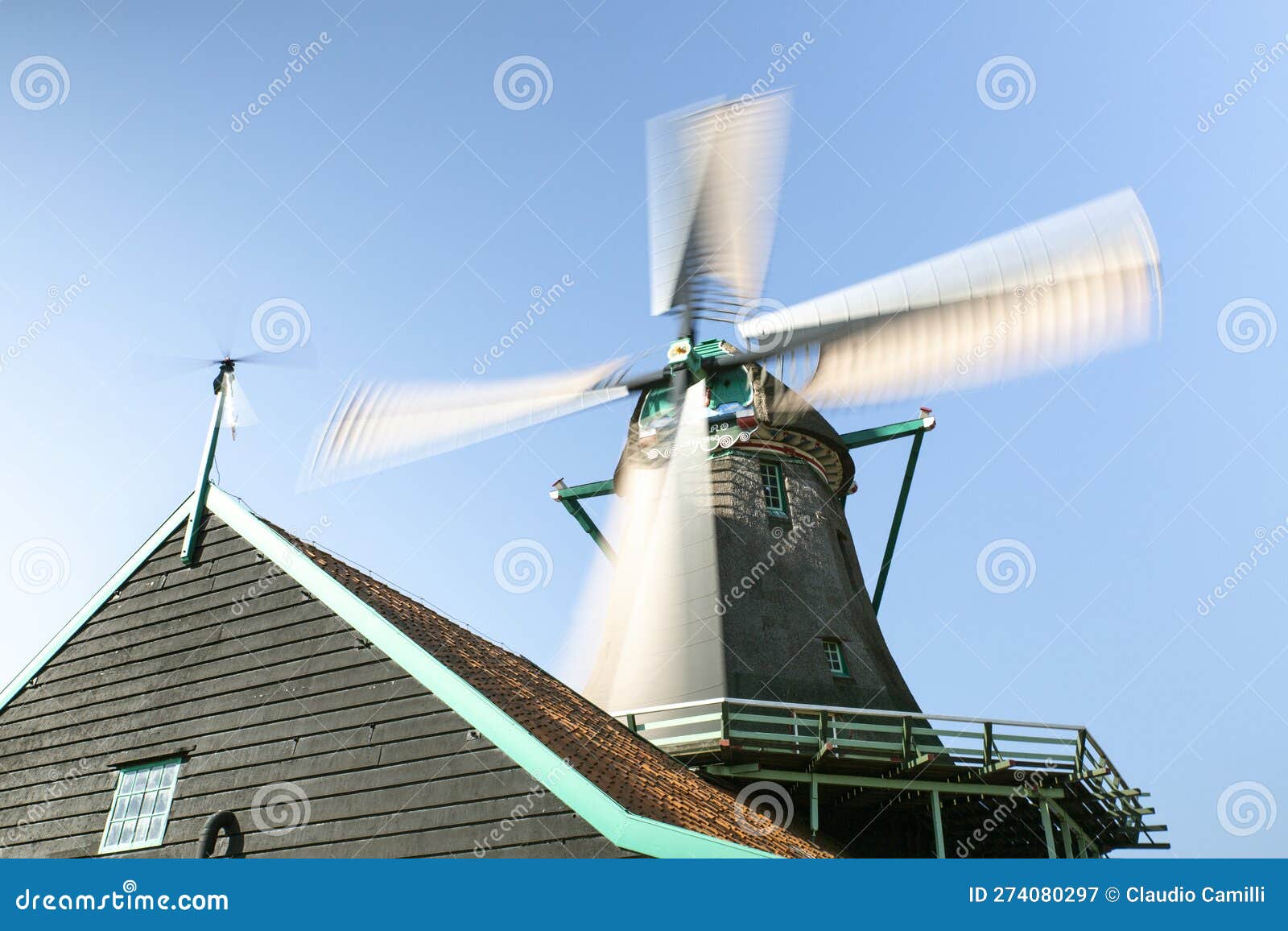 Motion of an old windmill stock image. Image of power - 274080297