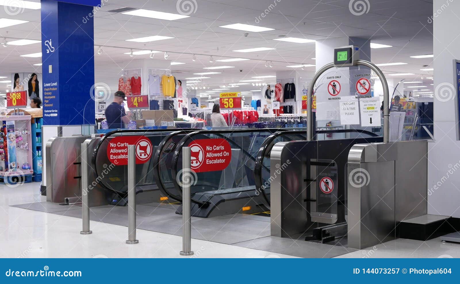 Motion of People Taking Escalators in Modern Urban Interior Inside ...