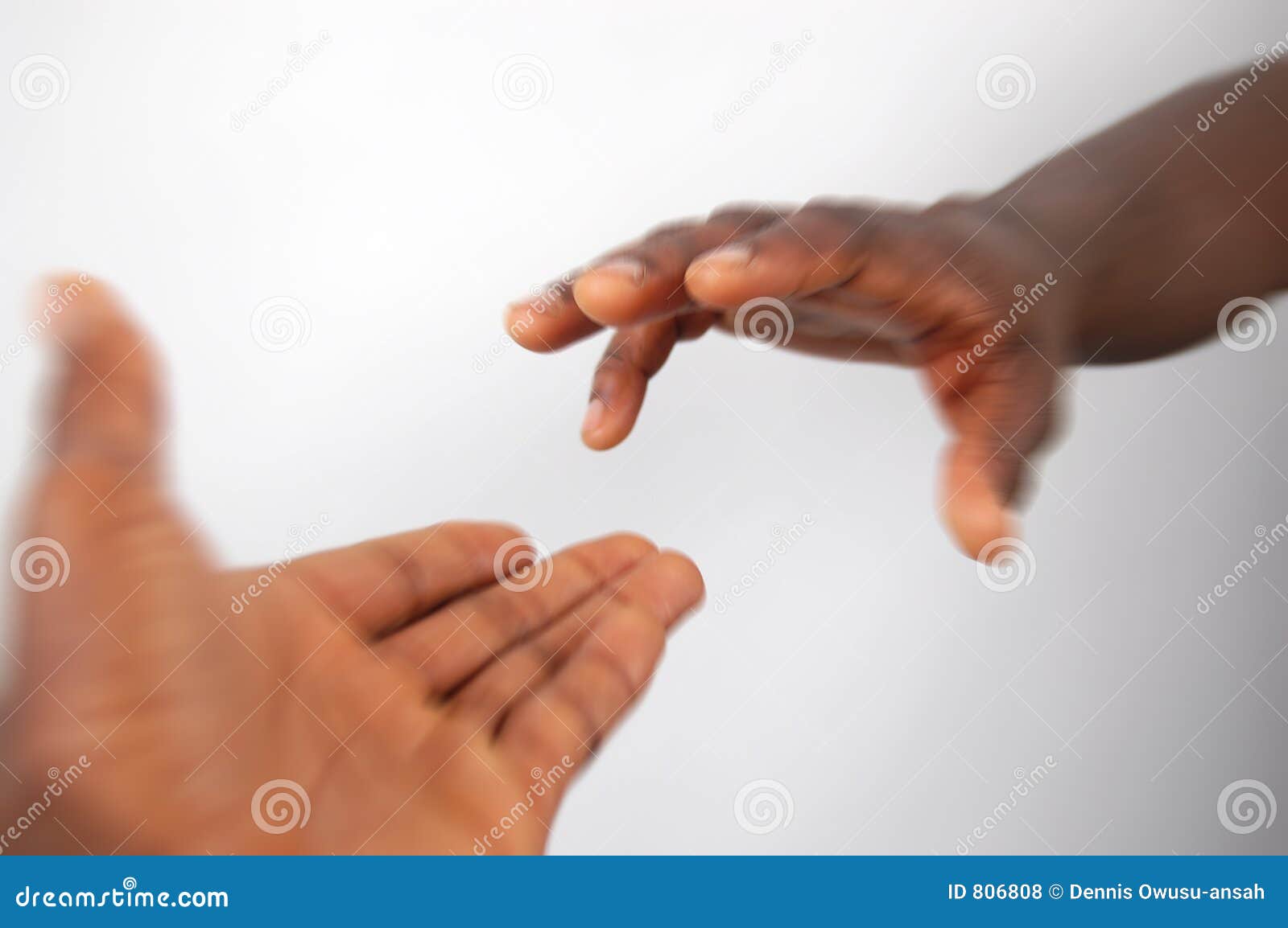 Two Hands Reaching Toward Each Other. Teamwork And Helping Stock Image ...