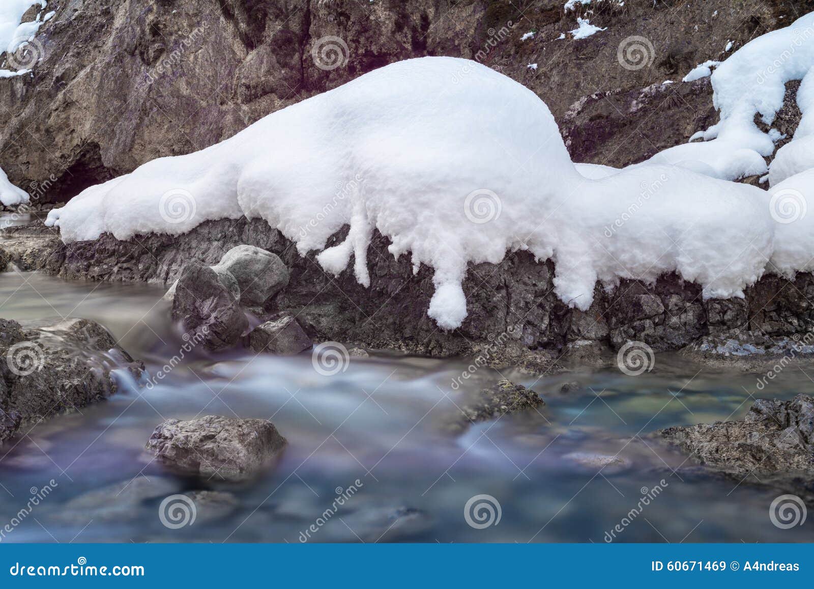 Motion of River Water with Snow on Rocks Stock Image - Image of frosty ...