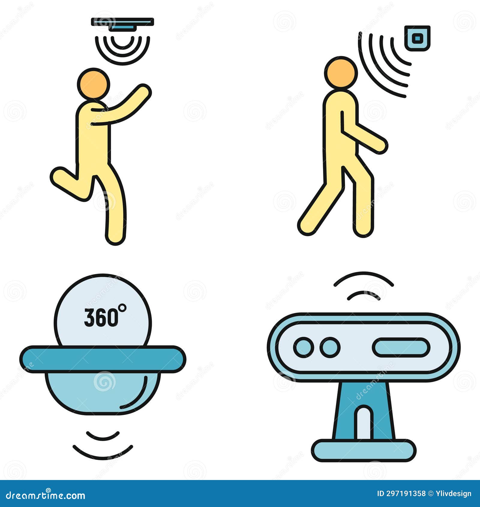 Motion Sensor Detector Icons Set Vector Color Stock Illustration ...