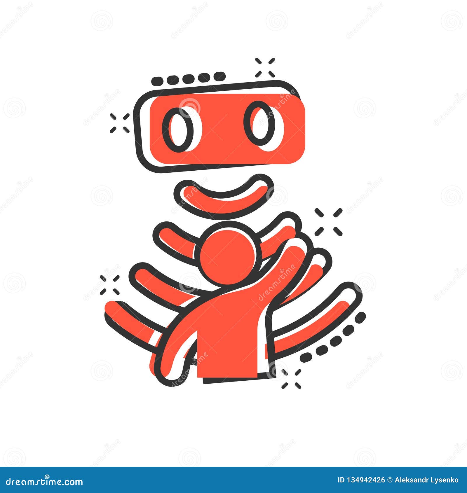 Motion Sensor Icon in Comic Style. Sensor Waves with Man Vector Cartoon ...