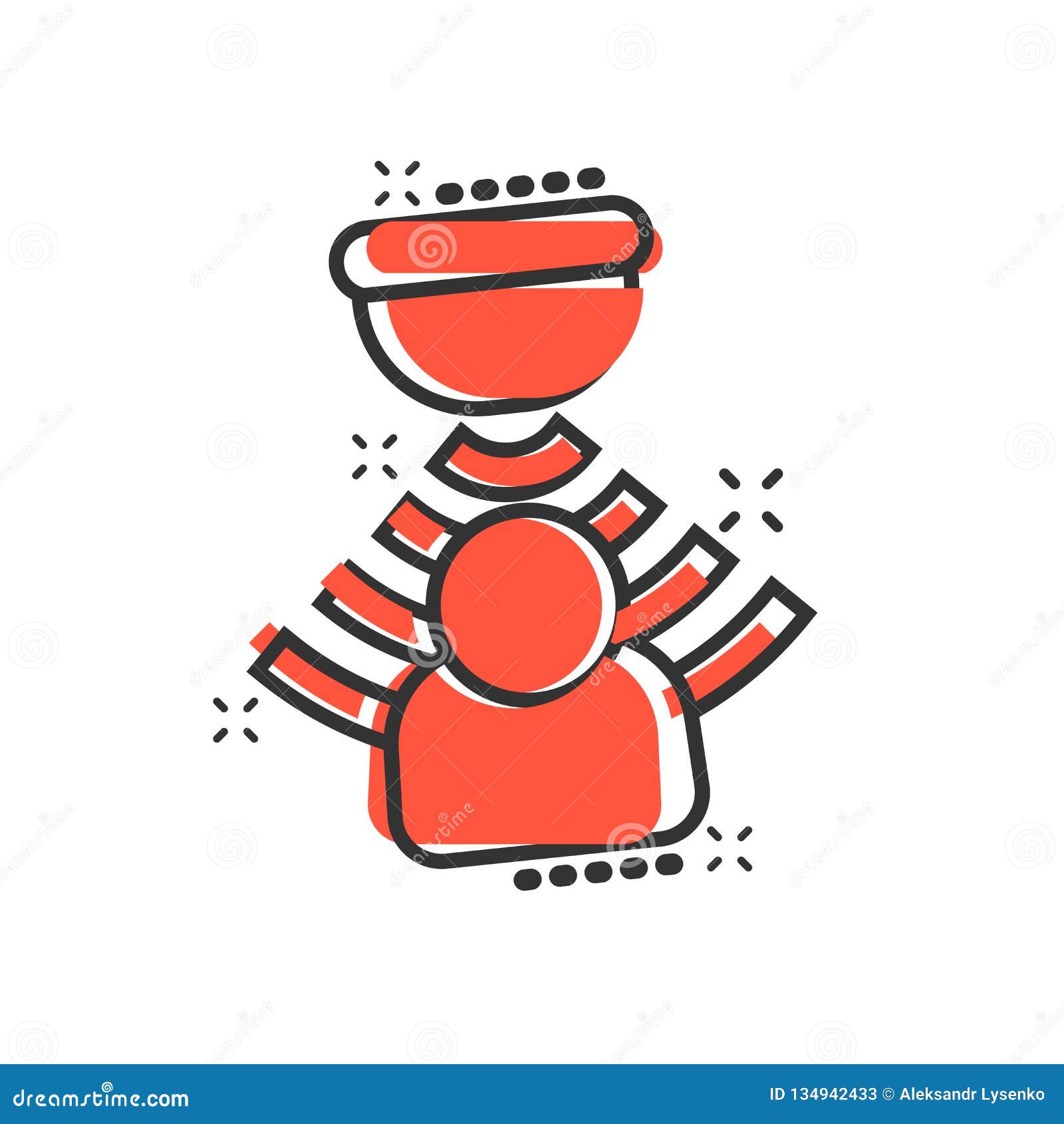 Motion Sensor Icon in Comic Style. Sensor Waves with Man Vector Cartoon ...