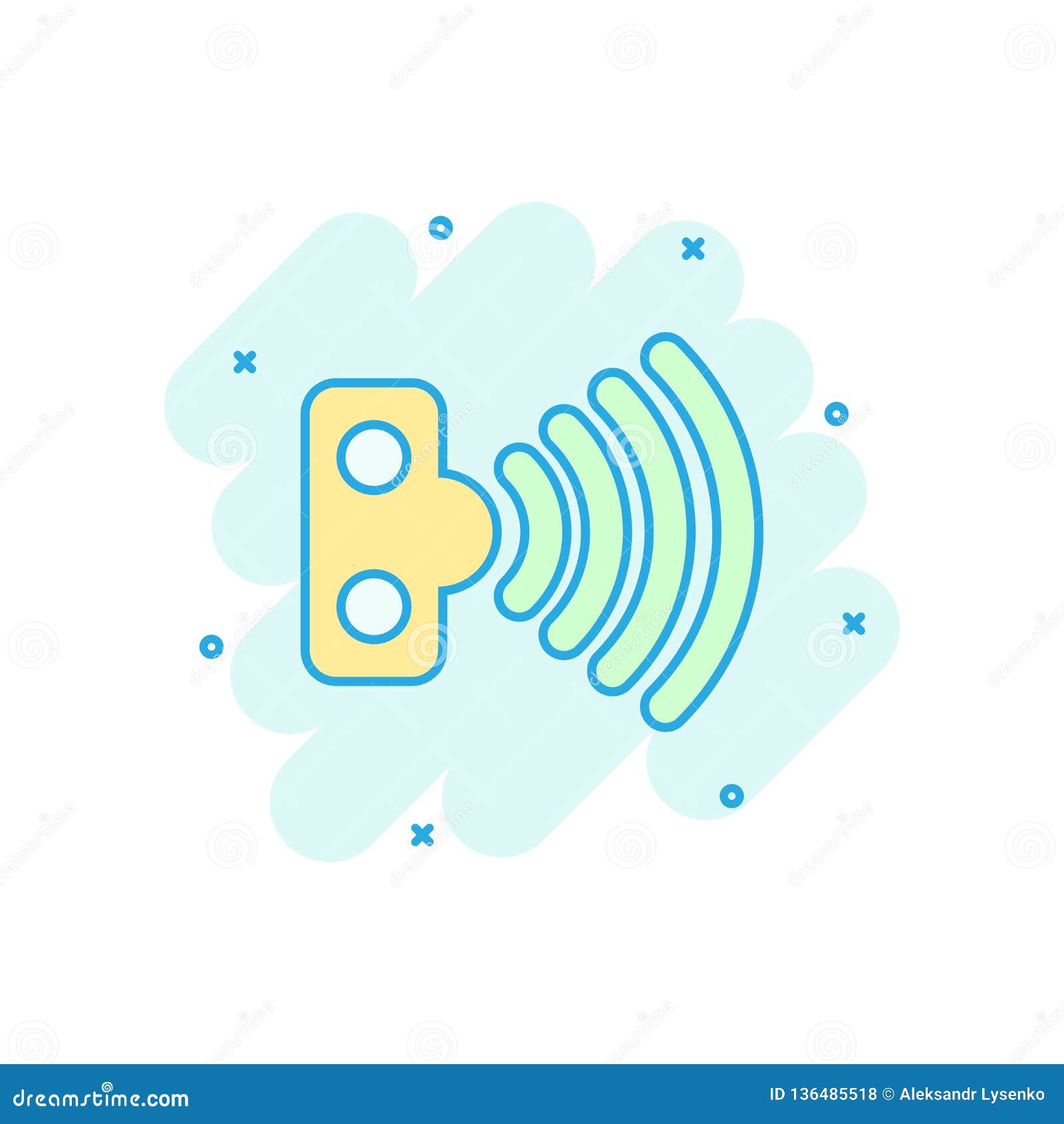 Motion Sensor Icon in Comic Style. Sensor Waves Vector Cartoon ...