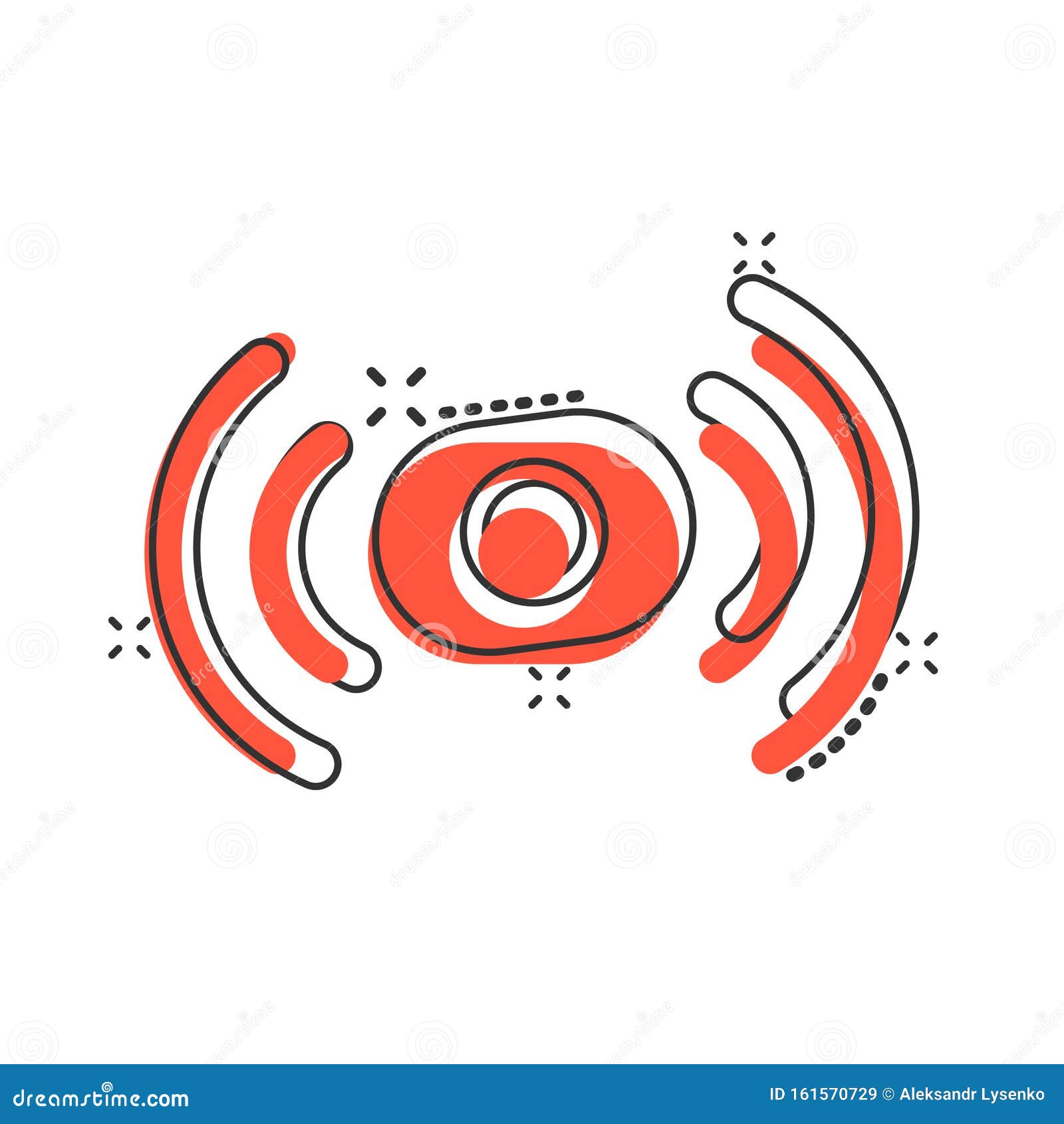 Motion Sensor Icon In Comic Style. Waves Vector Cartoon Illustration ...