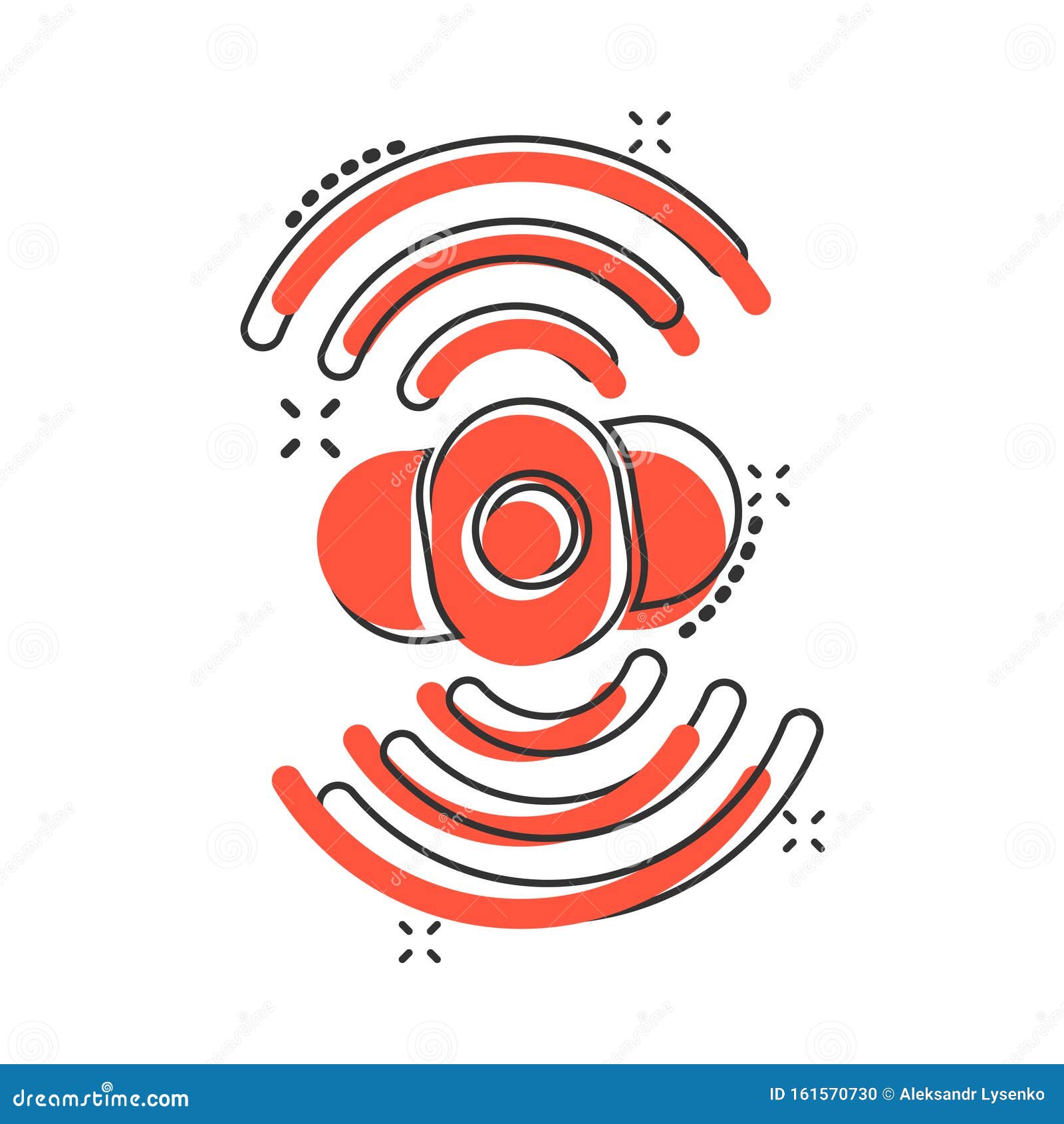 Motion Sensor Icon in Comic Style. Waves Vector Cartoon Illustration ...
