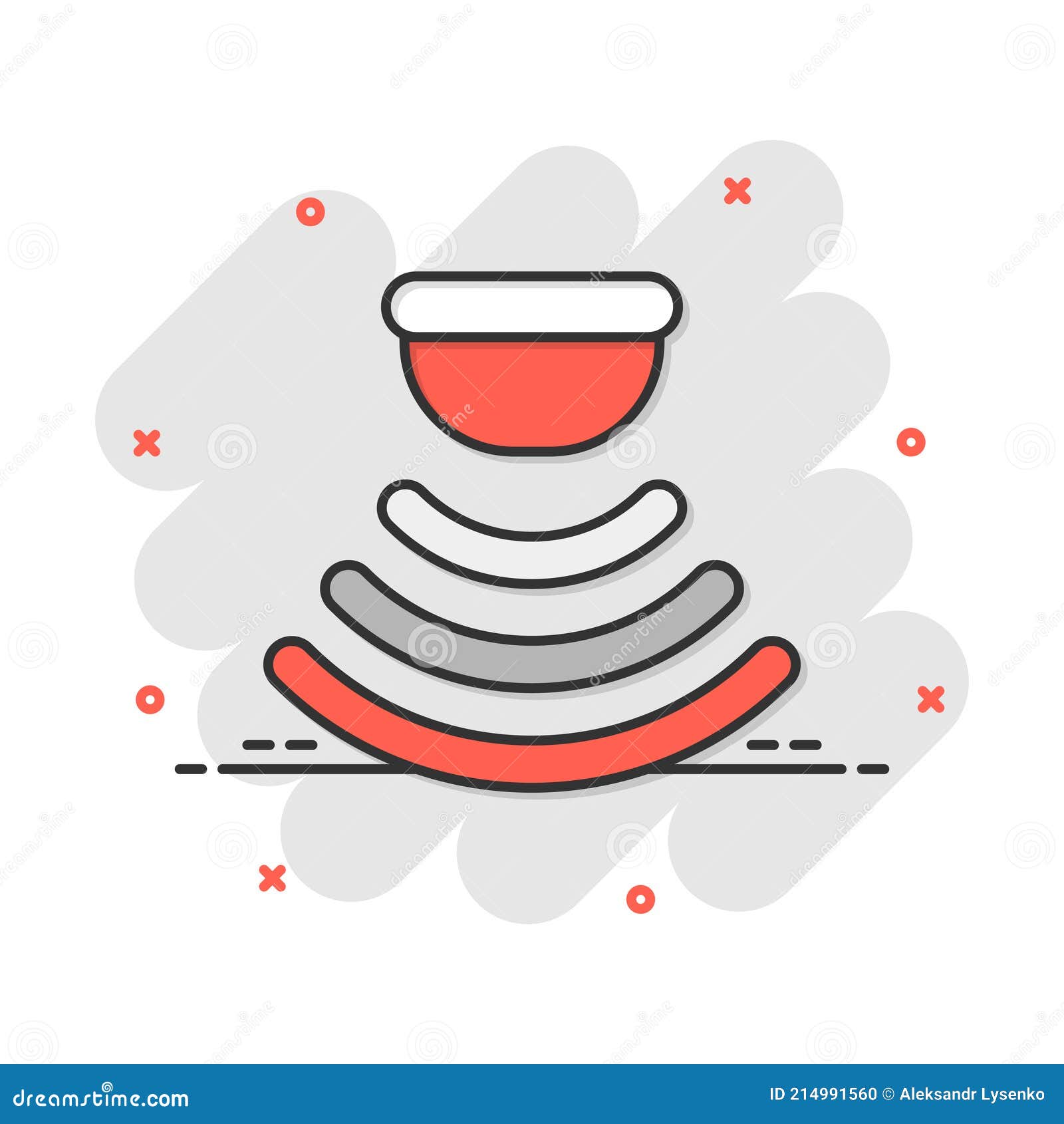 Motion Sensor Icon in Comic Style. Sensor Waves Vector Cartoon ...