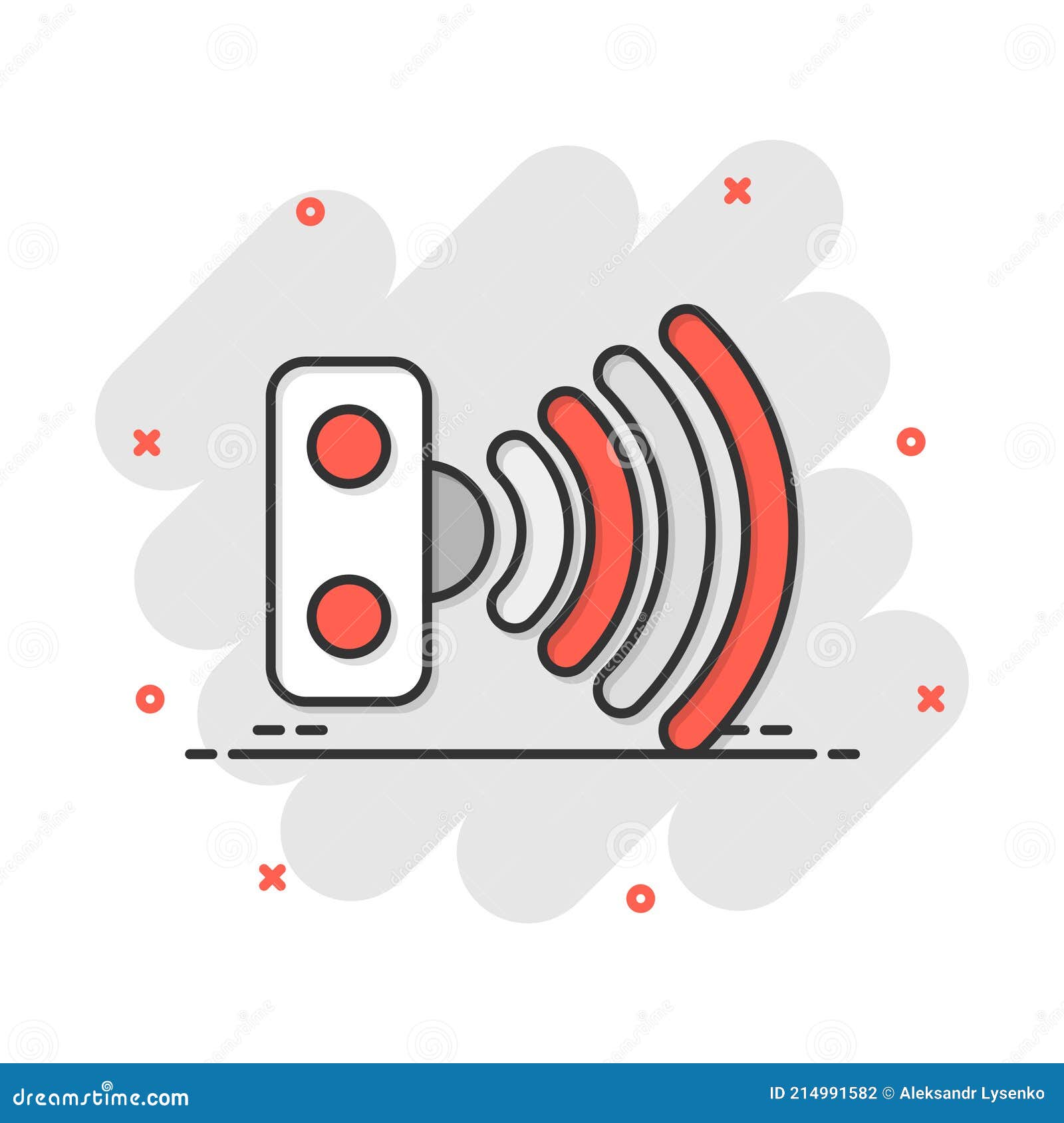 Motion Sensor Icon in Comic Style. Sensor Waves Vector Cartoon ...