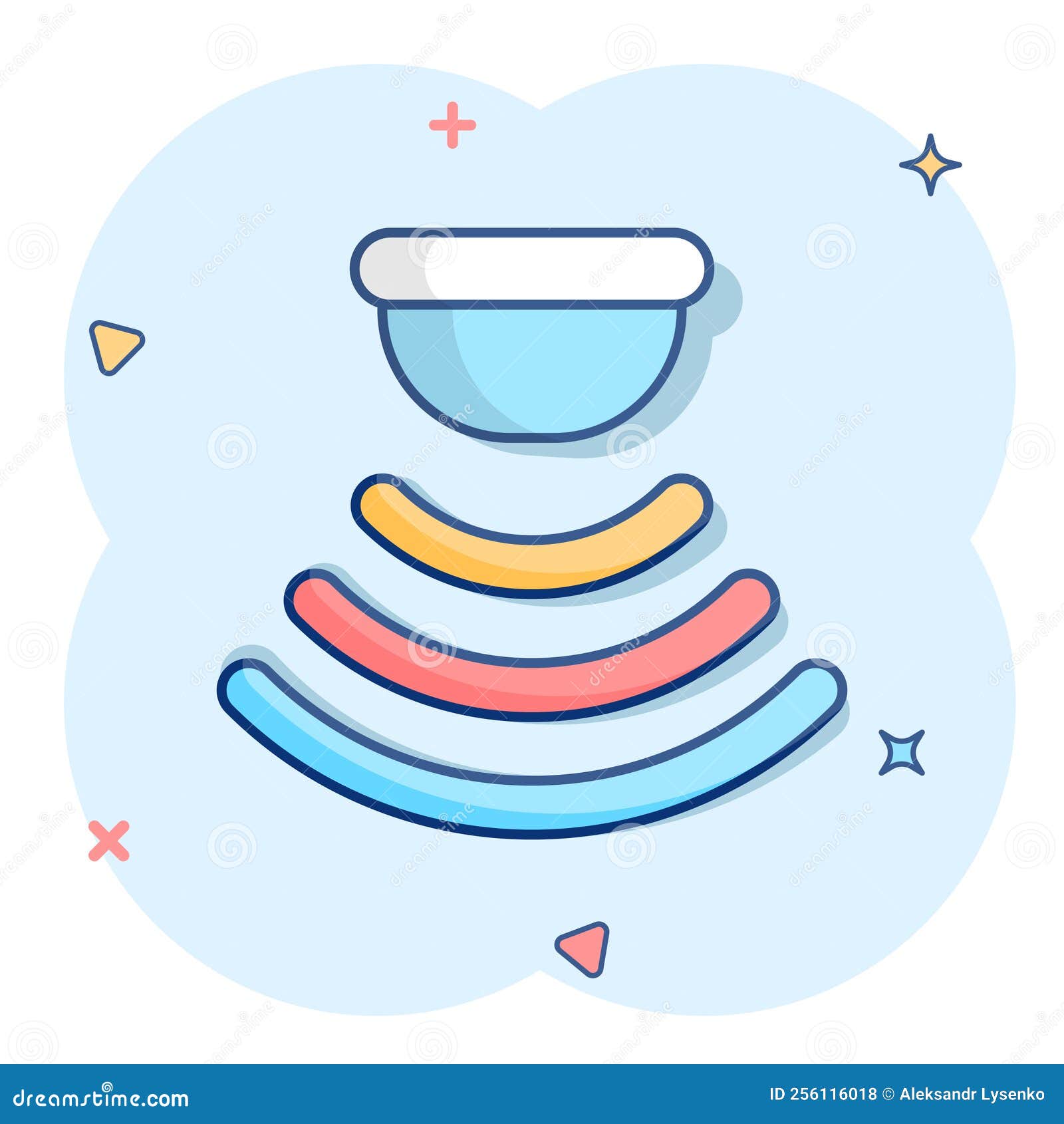 Motion Sensor Icon in Comic Style. Sensor Waves Vector Cartoon ...