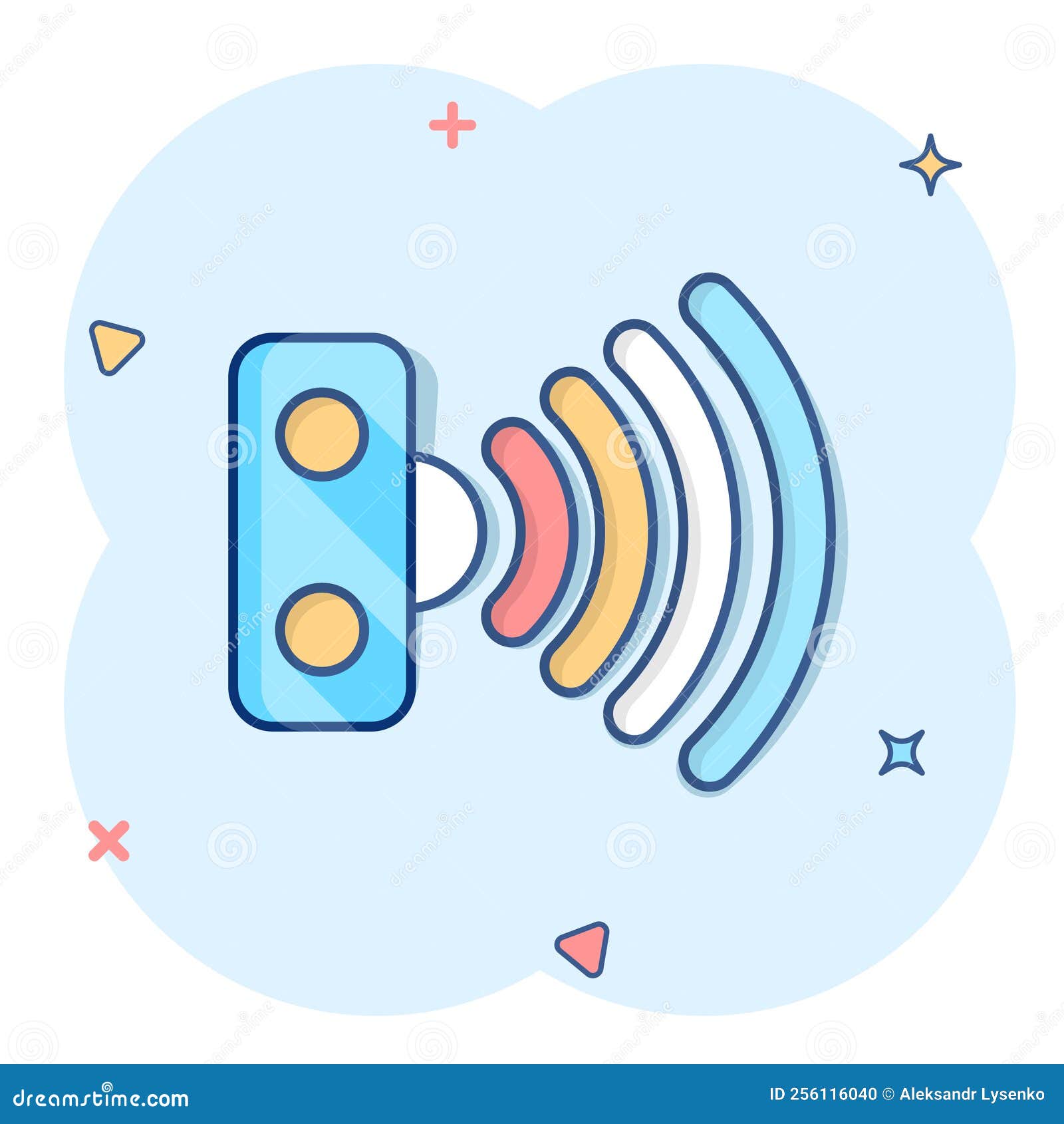 Motion Sensor Icon in Comic Style. Sensor Waves Vector Cartoon ...