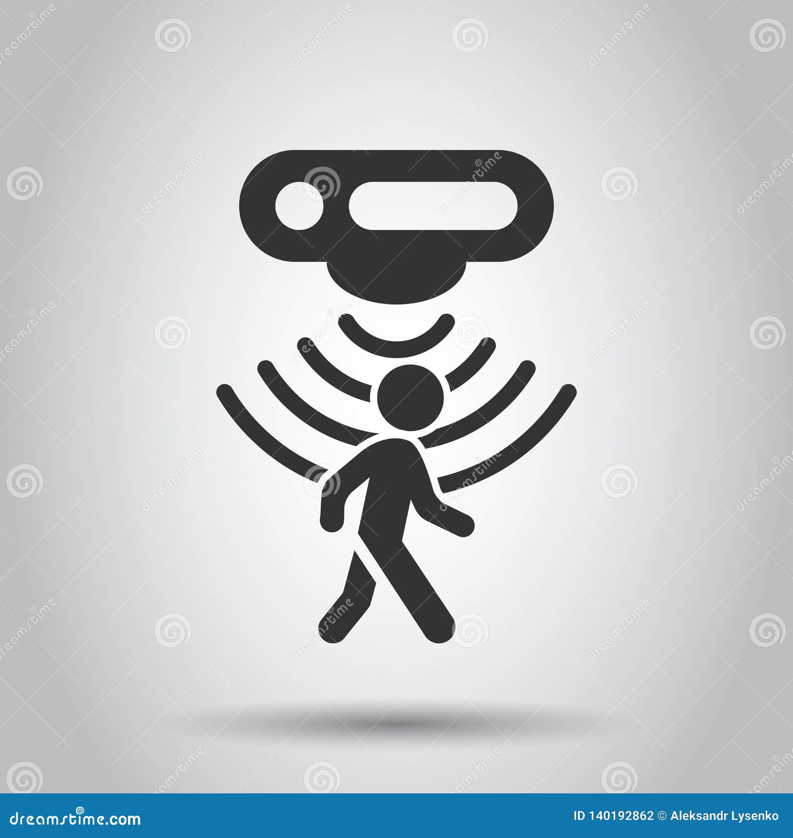 Motion Sensor Icon In Flat Style. Sensor Waves With Man Vector ...