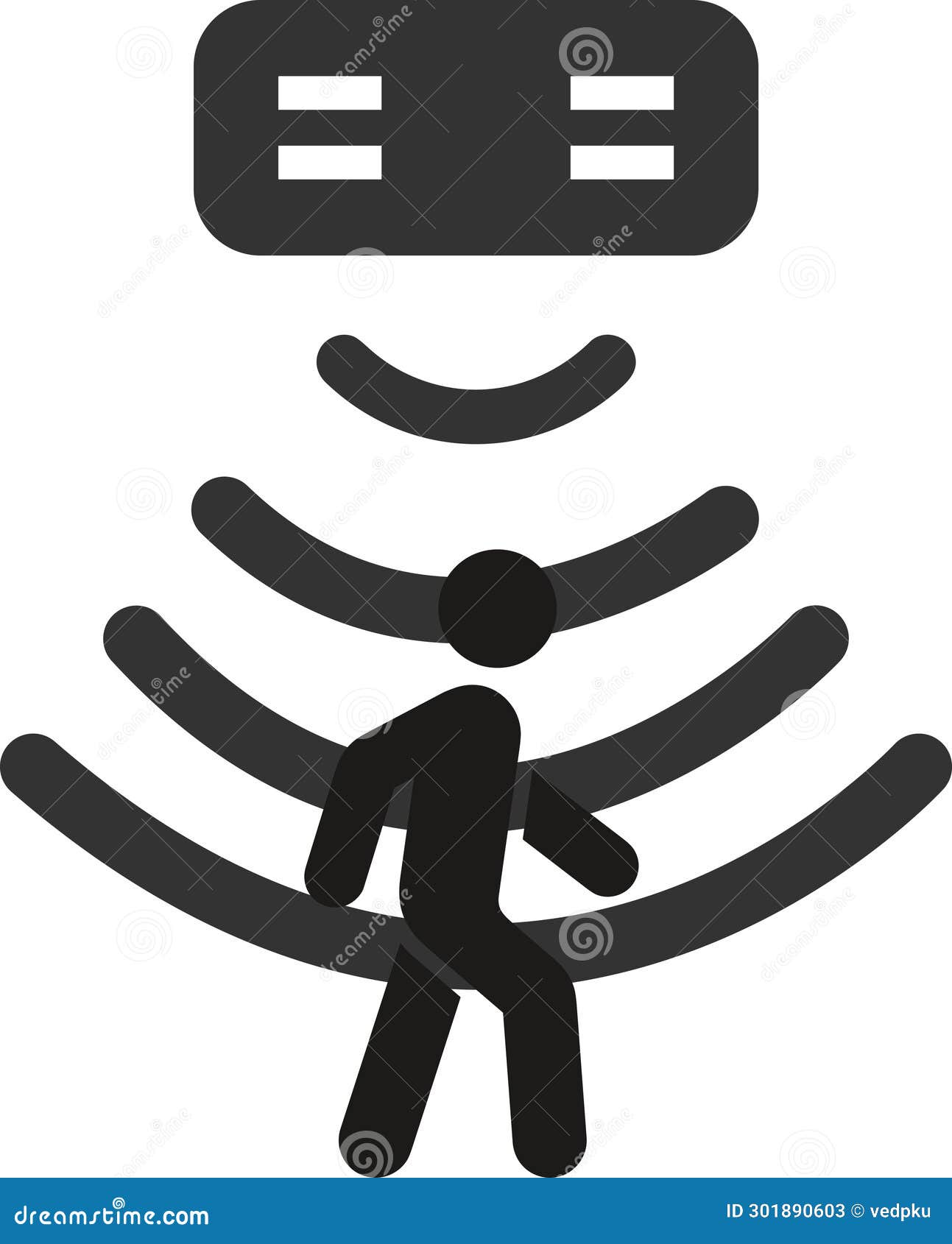 Motion Sensor Motion Sensor Icon with Person Walking Man Stock Vector ...