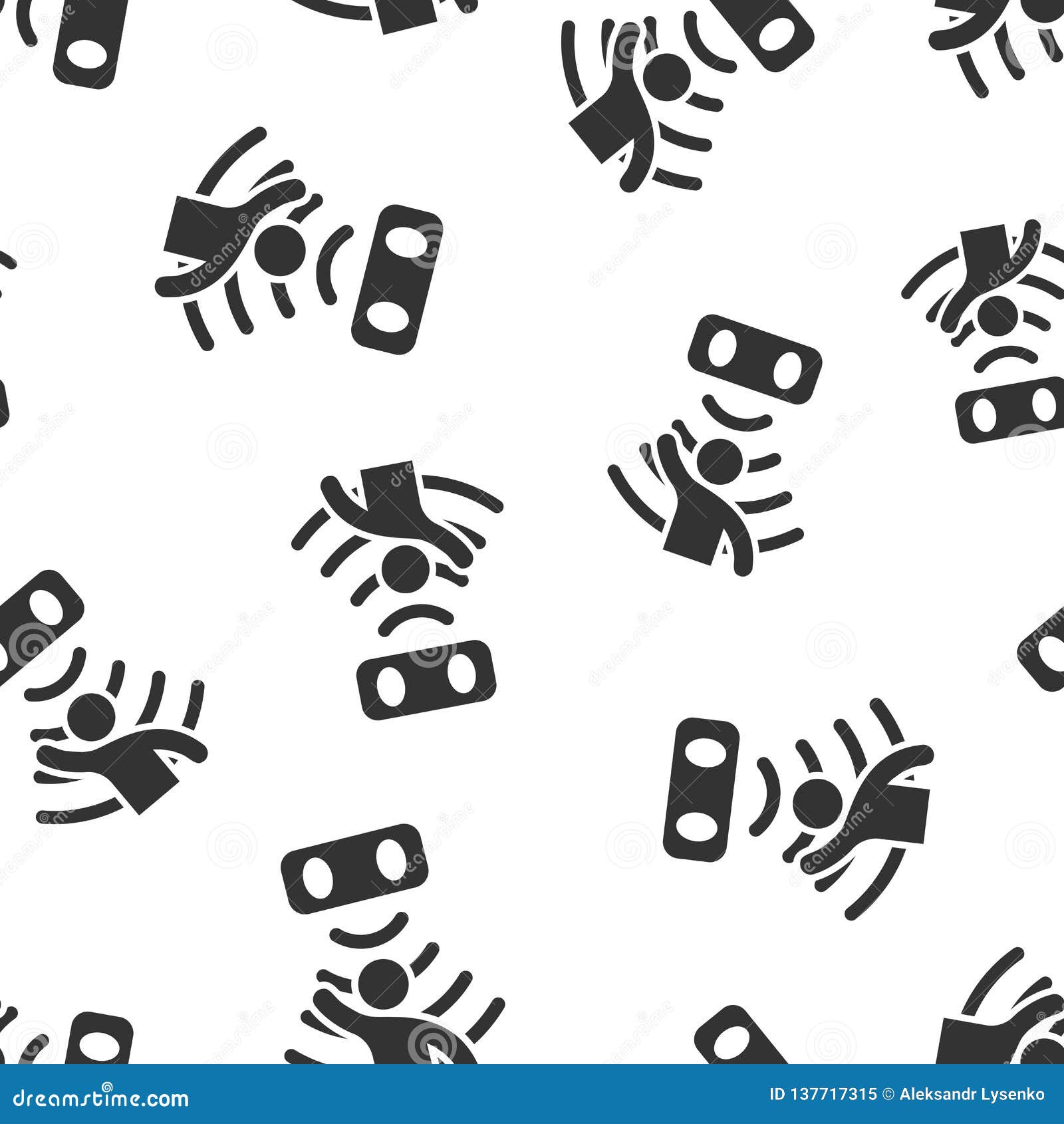 Motion Sensor Icon Seamless Pattern Background. Sensor Waves with Man ...