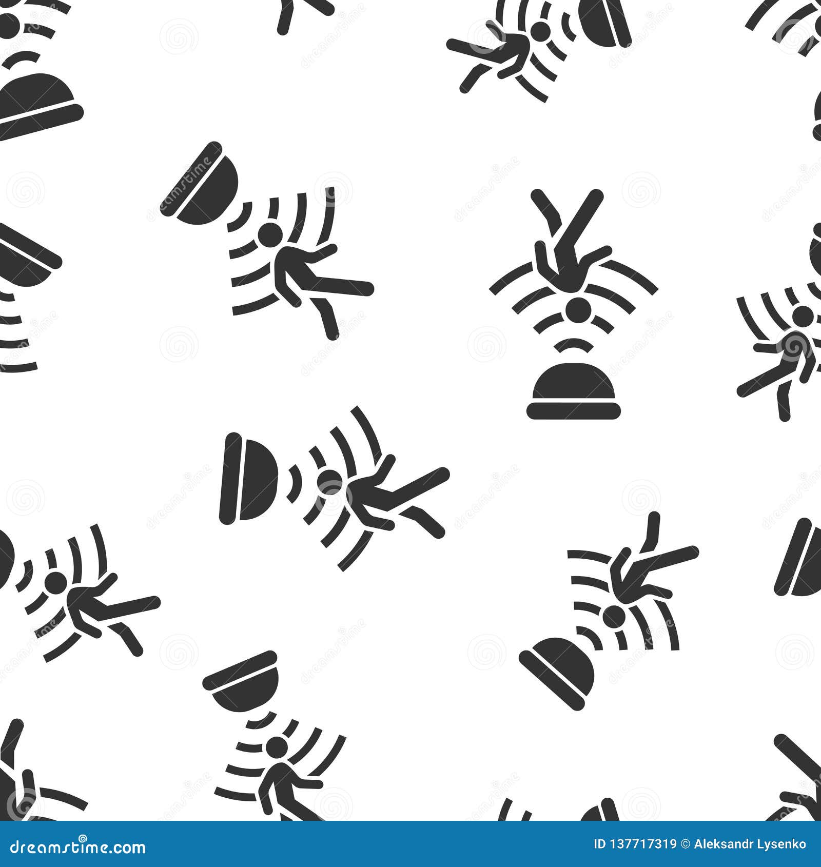 Motion Sensor Icon Seamless Pattern Background. Sensor Waves with Man ...