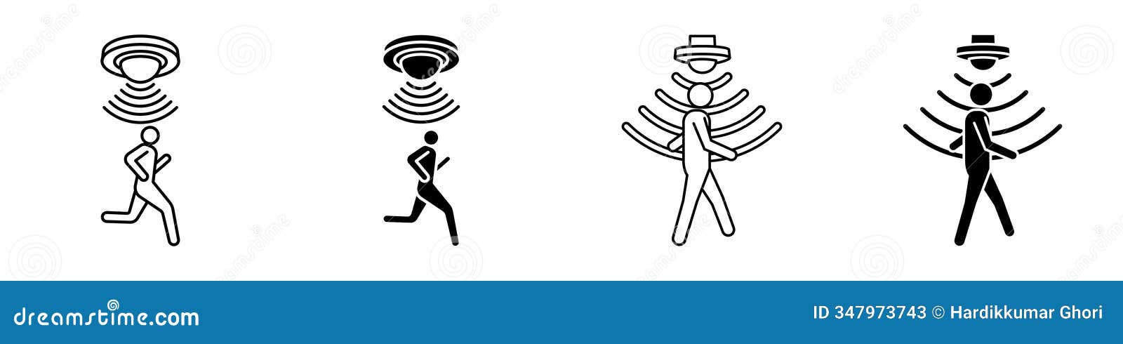 Motion Sensor Sign Sticker Isolated On Gray Background Vector ...