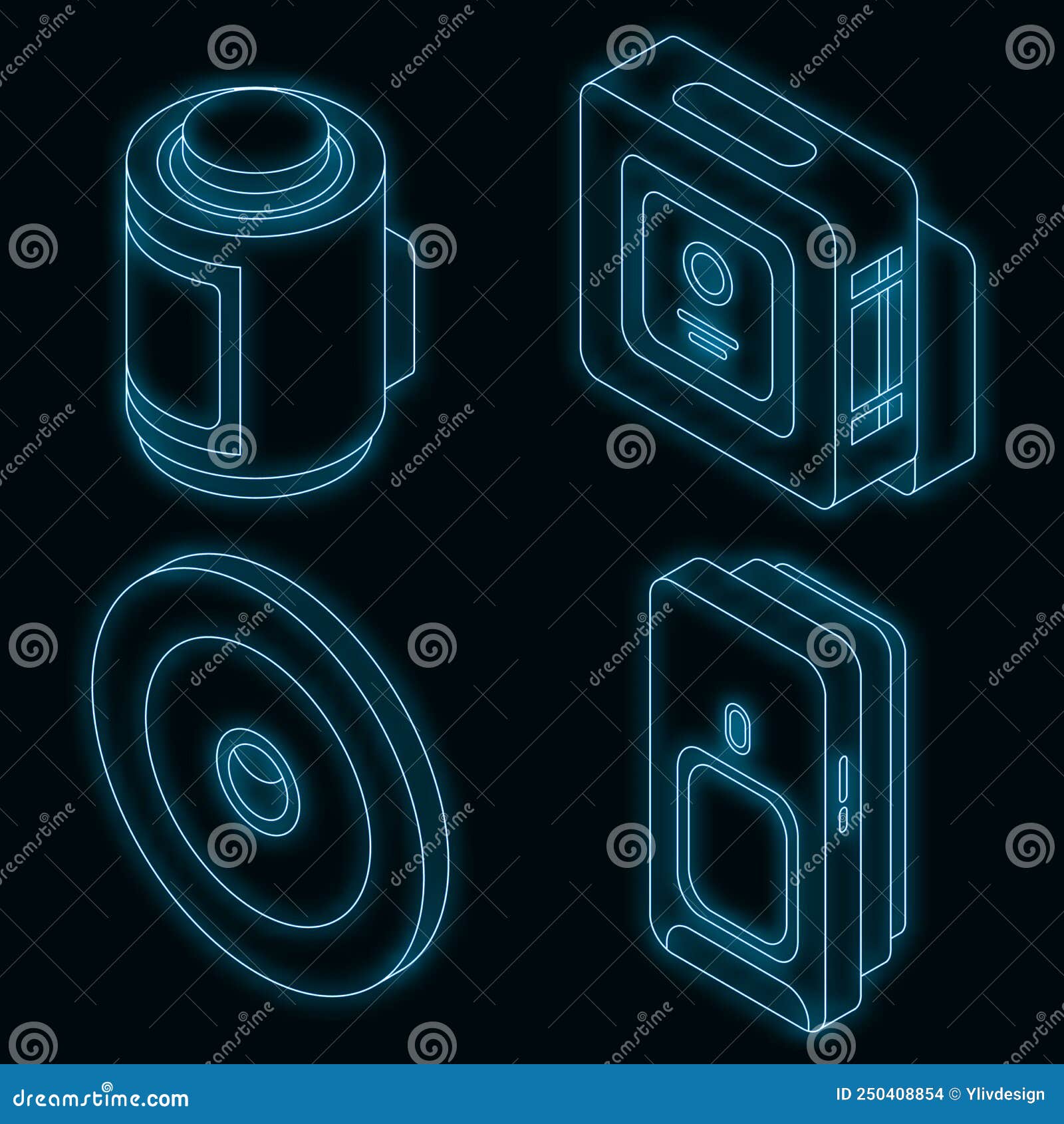 Motion Sensor Icons Set Vector Neon Stock Vector - Illustration of ...