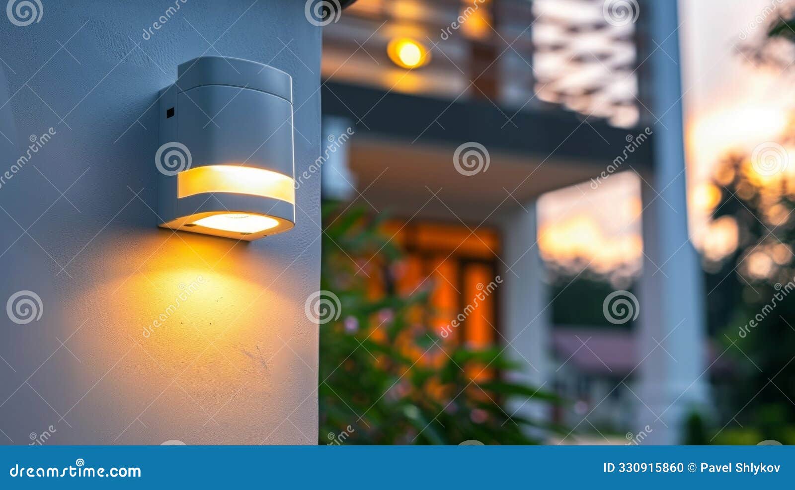 Motion Sensor with Light Detector Mounted on Exterior Wall of Private ...