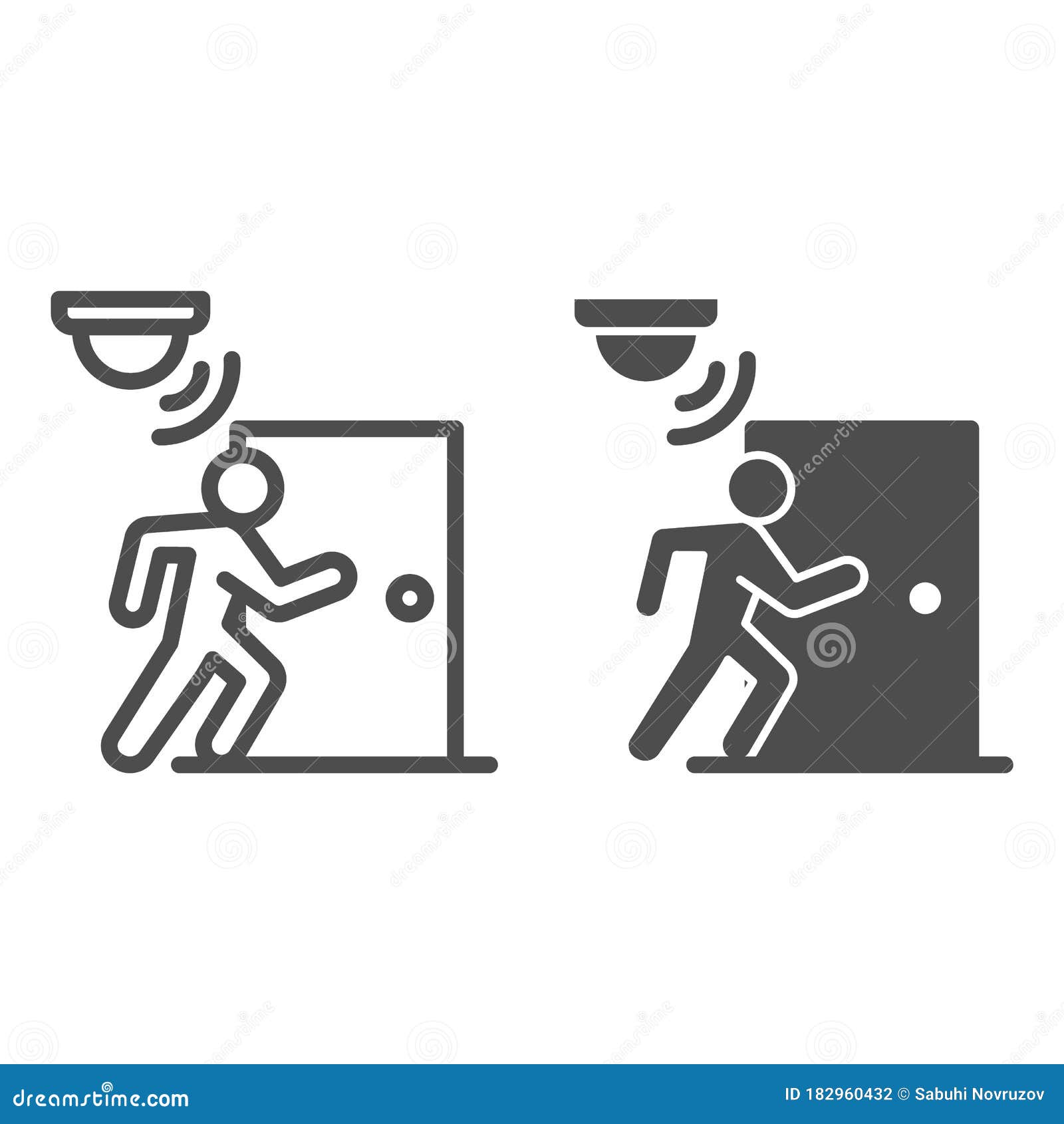 Motion Sensor with Walking Man Near Door Line and Solid Icon, Smart ...