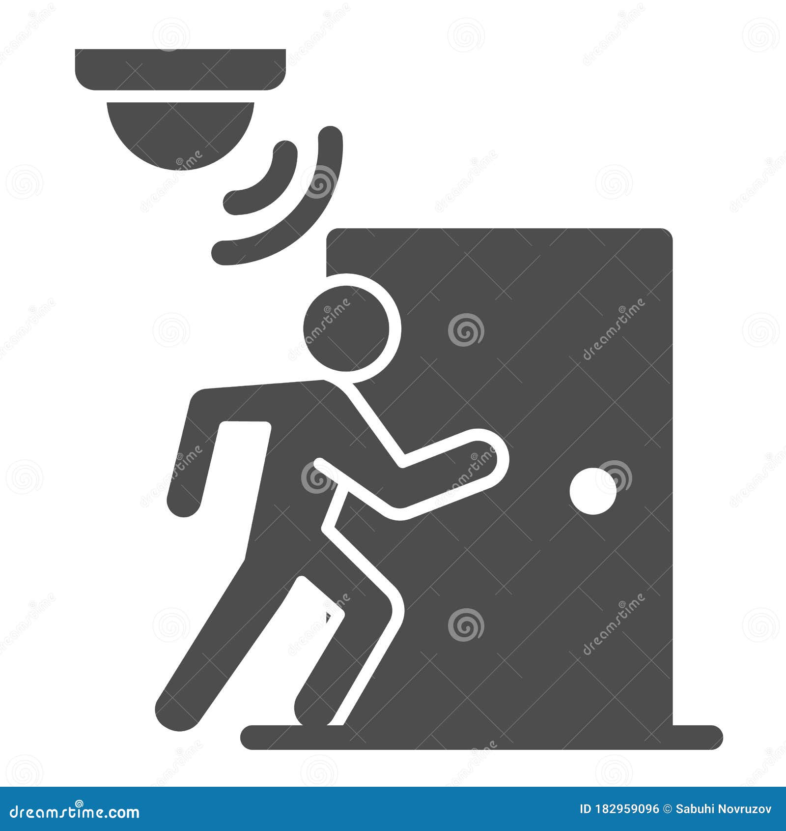 Motion Sensor with Walking Man Near Door Solid Icon, Smart Home Symbol ...