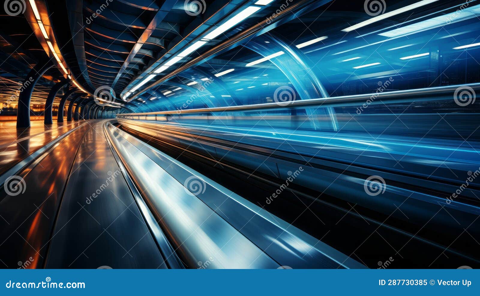 Motion Speed Blur in Tunnels. Generative AI. Stock Image - Image of ...