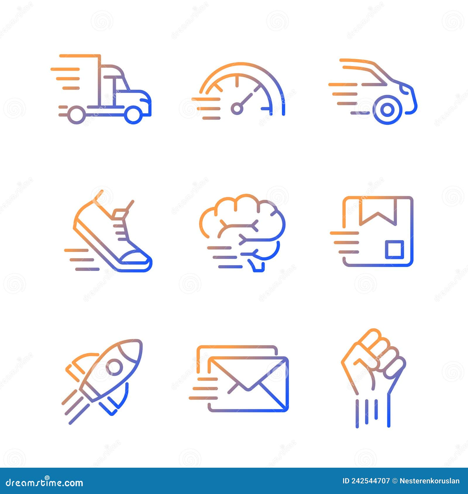 Motion and Speed Gradient Linear Vector Icons Set Stock Vector ...