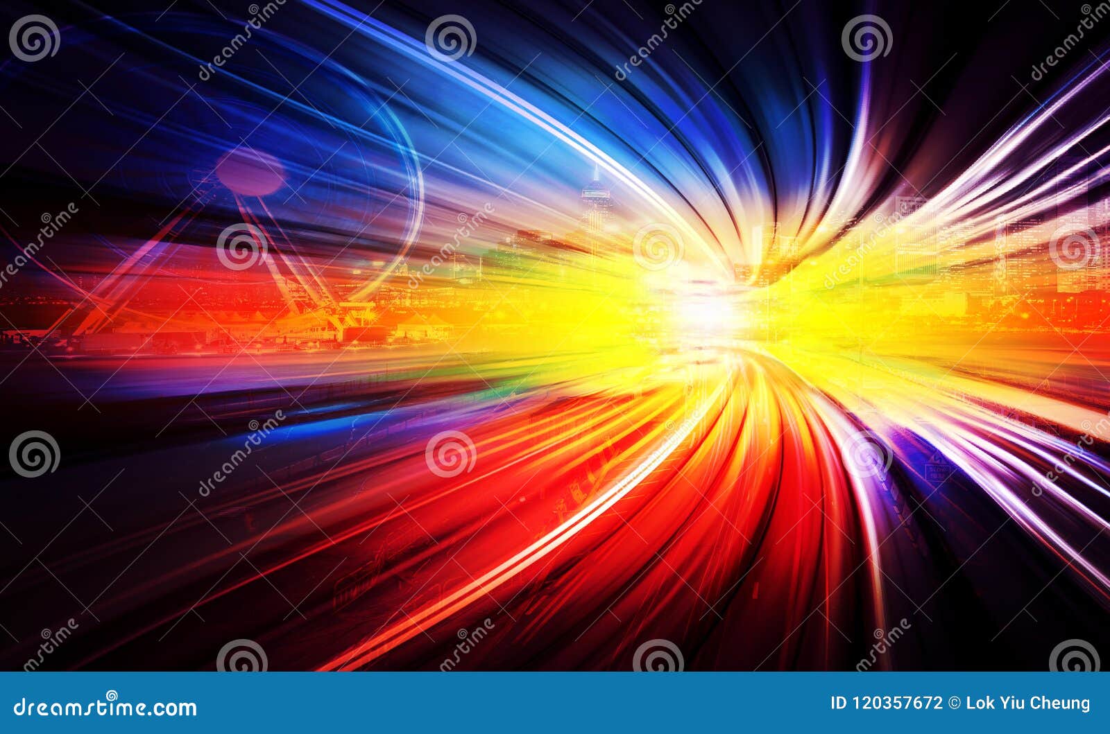 Motion Speed Light Tail Effect with Modern City in Background Stock ...