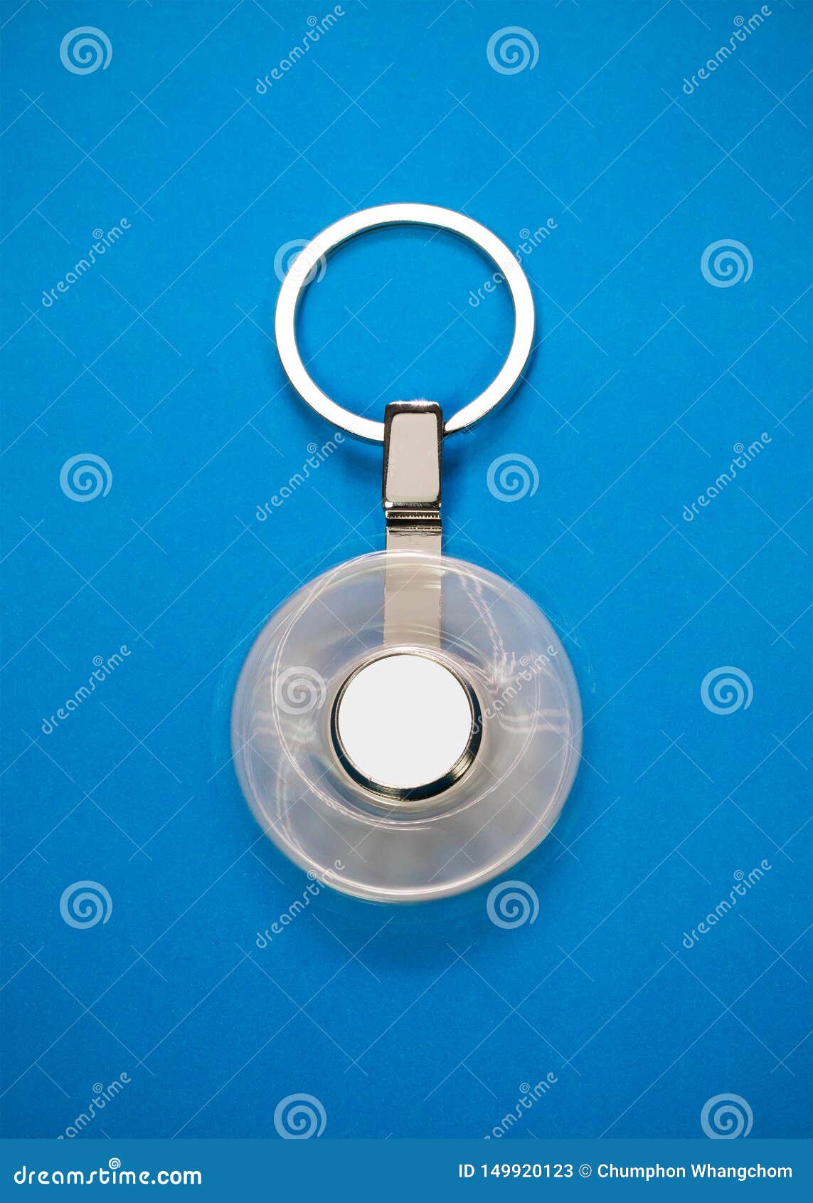 Motion of Spinning or Key Ring on Blue Paper Background. Blank Key ...