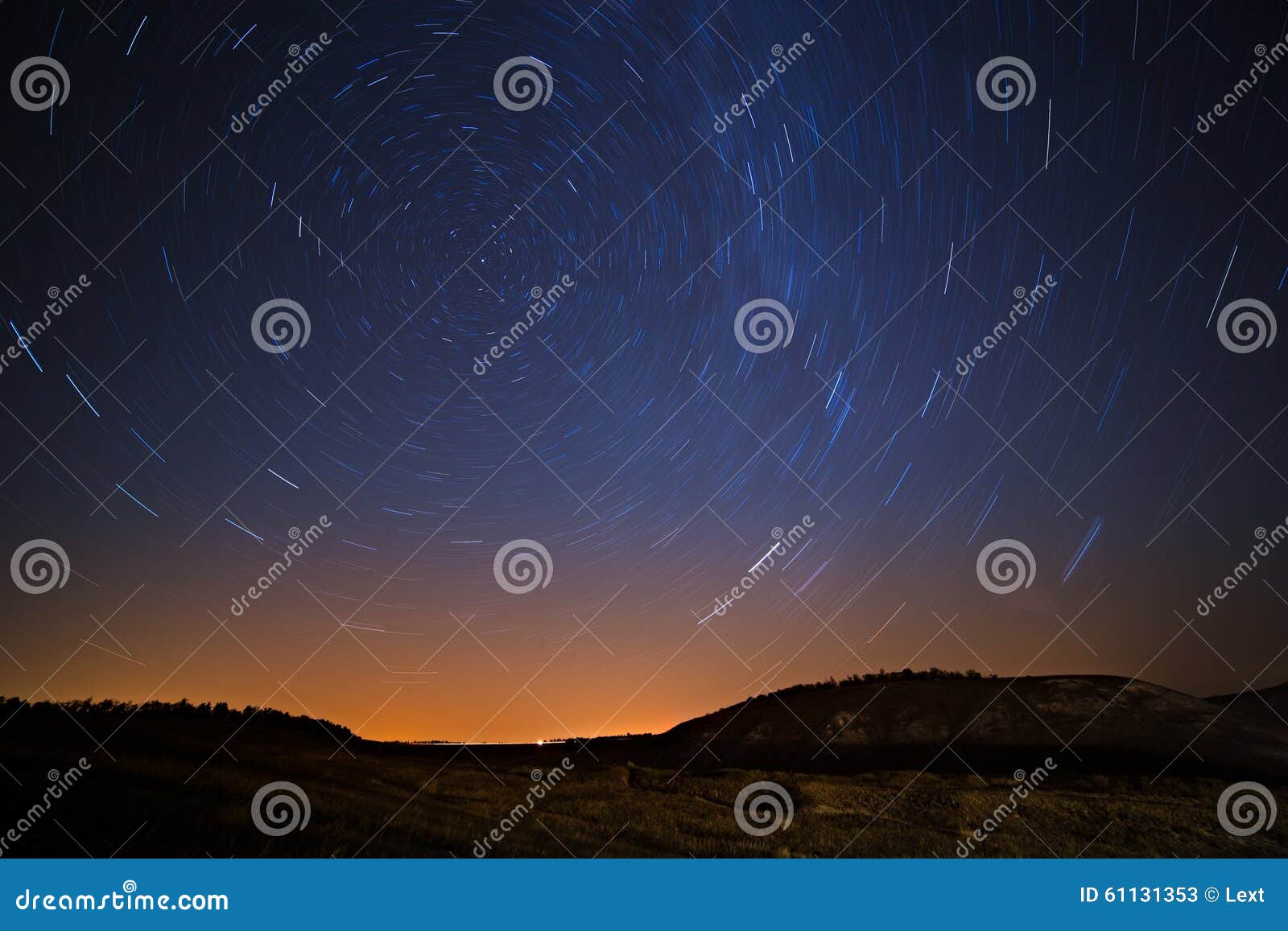 The Motion of Stars Around Pole Star in Night City Stock Image - Image ...