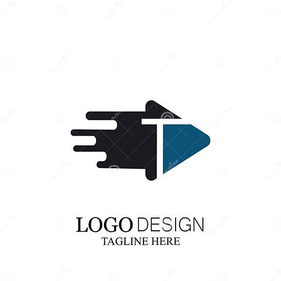 Motion Triangle Play Letter T Half Logo Design Stock Vector ...
