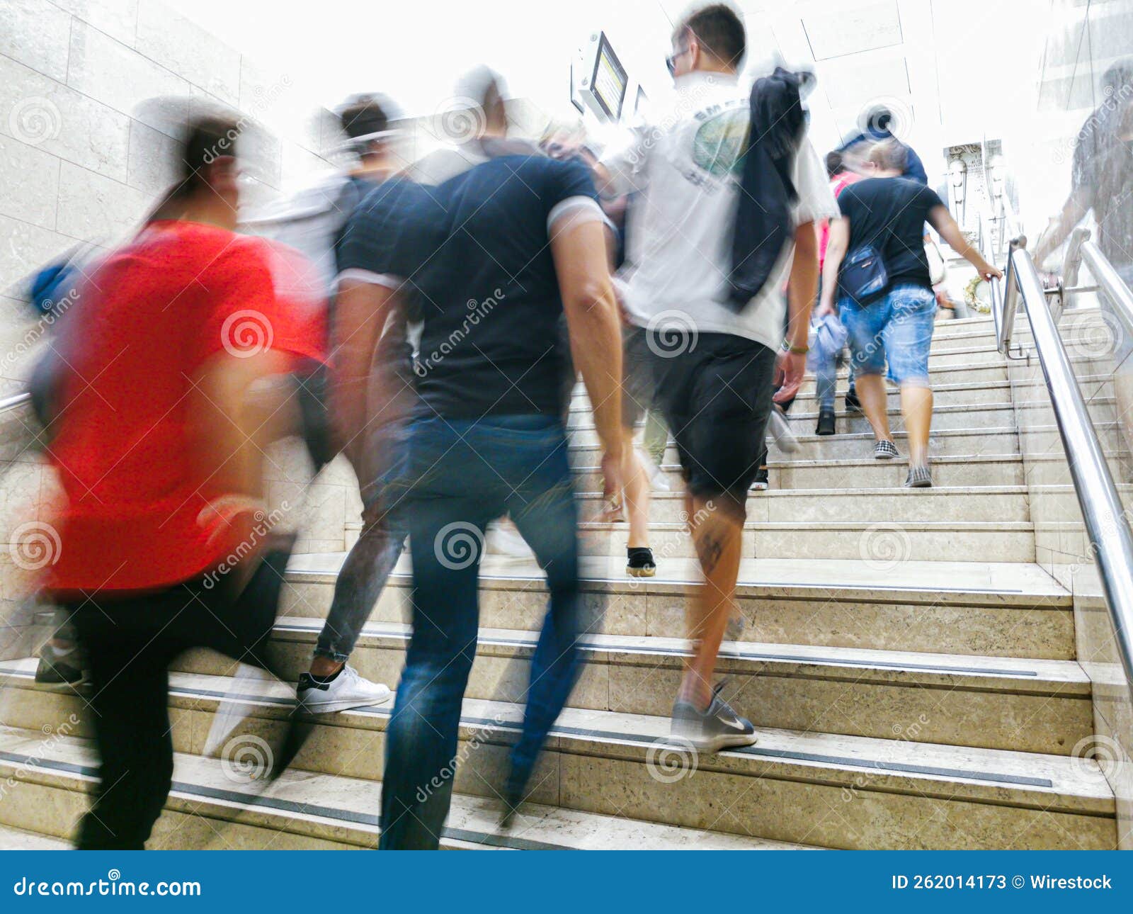 Motion View of People Climbing Indoor Stairs Stock Image - Image of ...