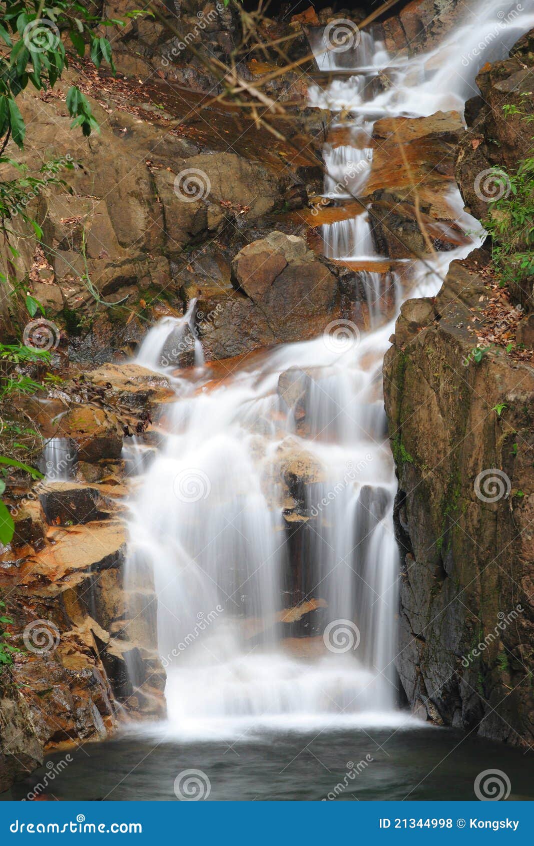 Motion of Waterfall in National Park Stock Photo - Image of leaf ...