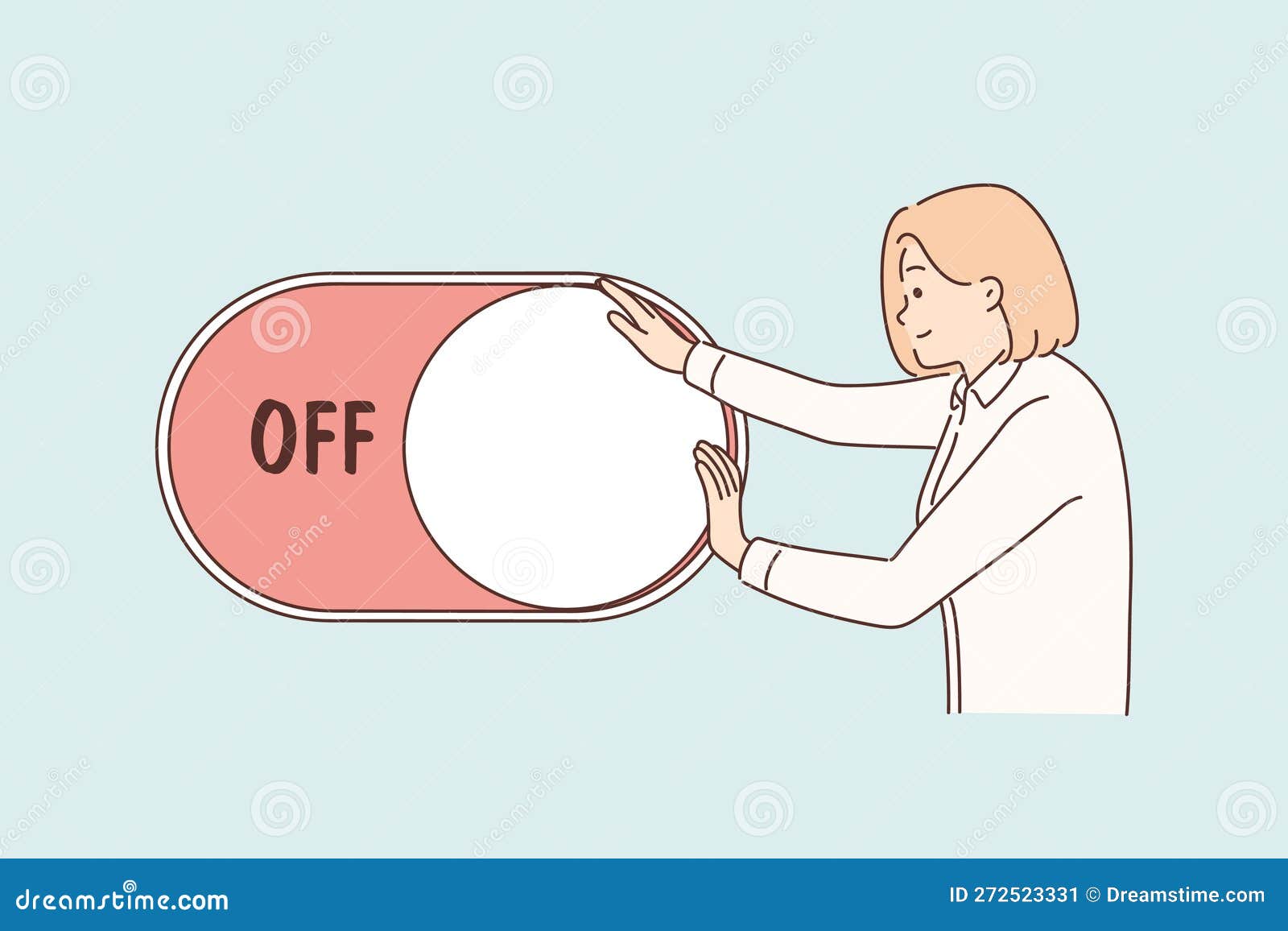 Motivated Woman Turn Off and on Button Stock Vector - Illustration of ...