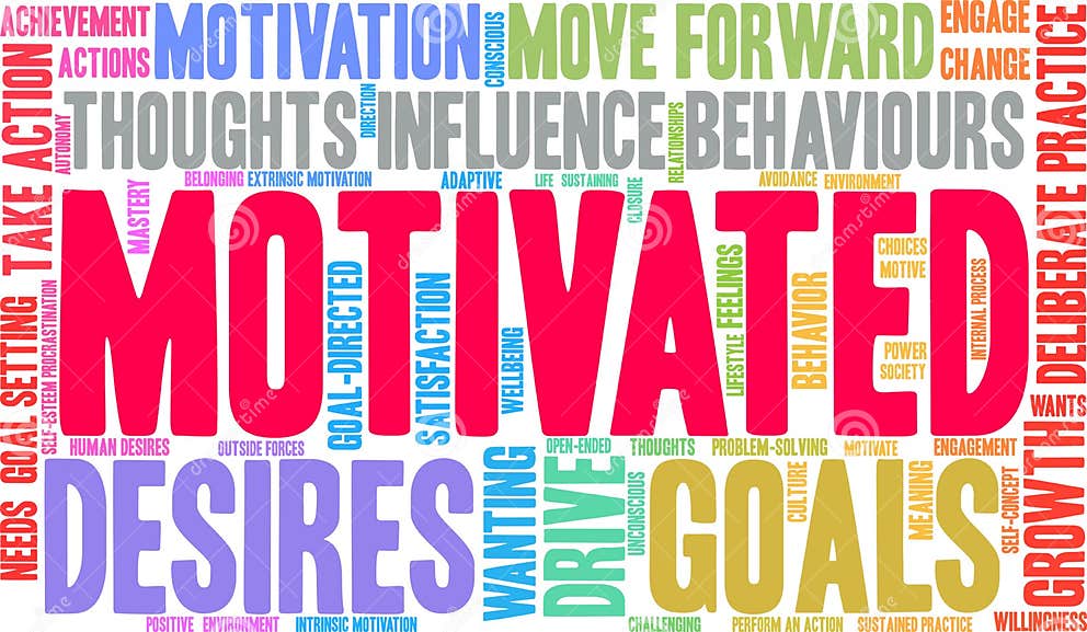 Motivated Word Cloud stock vector. Illustration of growth - 211016696