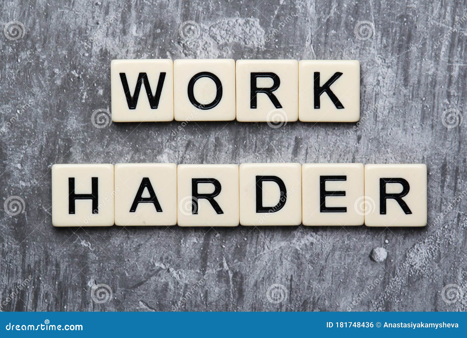The Motivating Slogan Work Harder Formed with Tile Letters Stock Photo ...