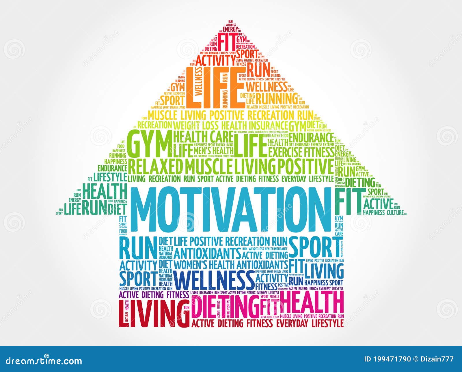 MOTIVATION Arrow Word Cloud Stock Illustration - Illustration of ...