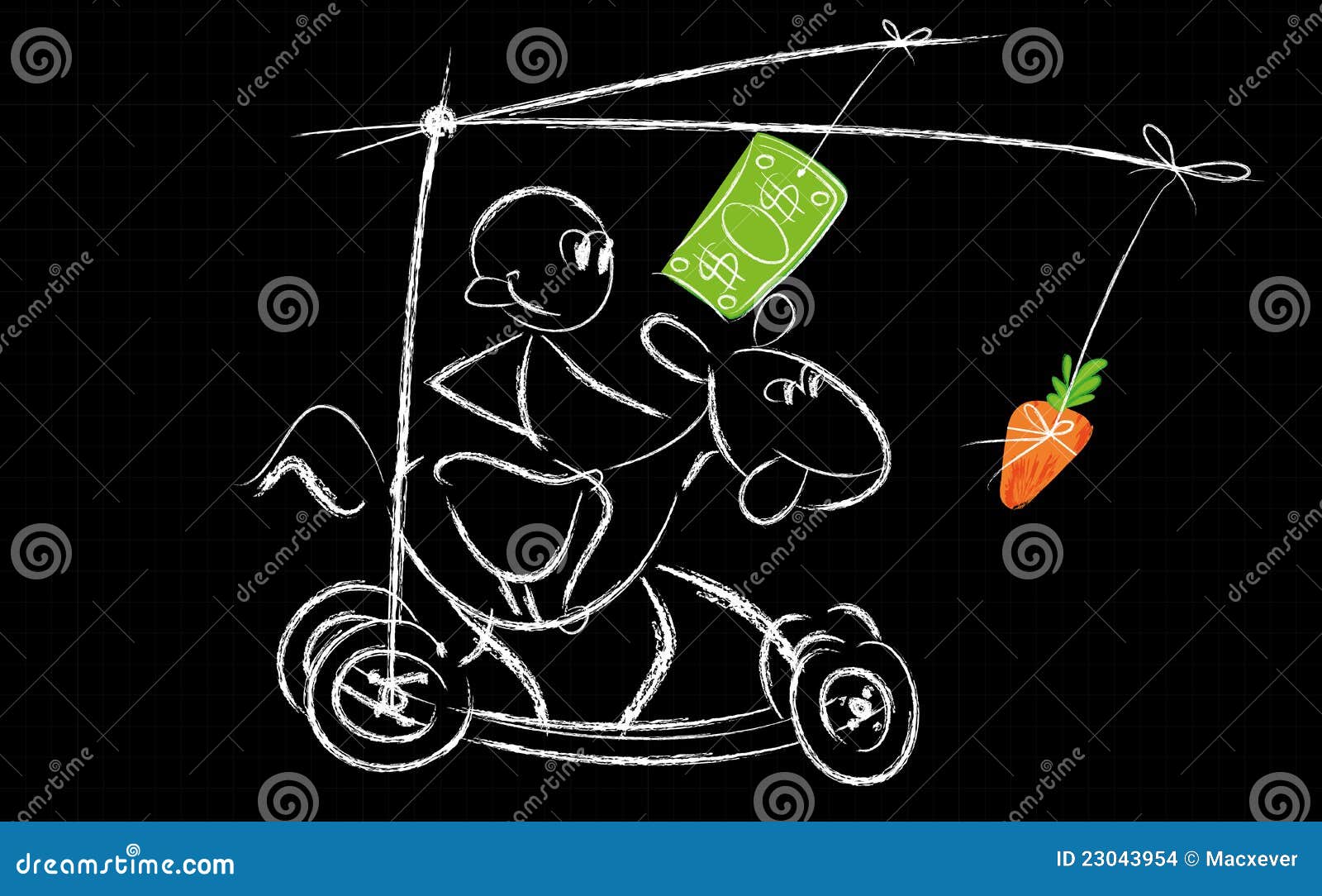 Donkey Chasing Carrot Sketch Vector Illustration | CartoonDealer.com ...