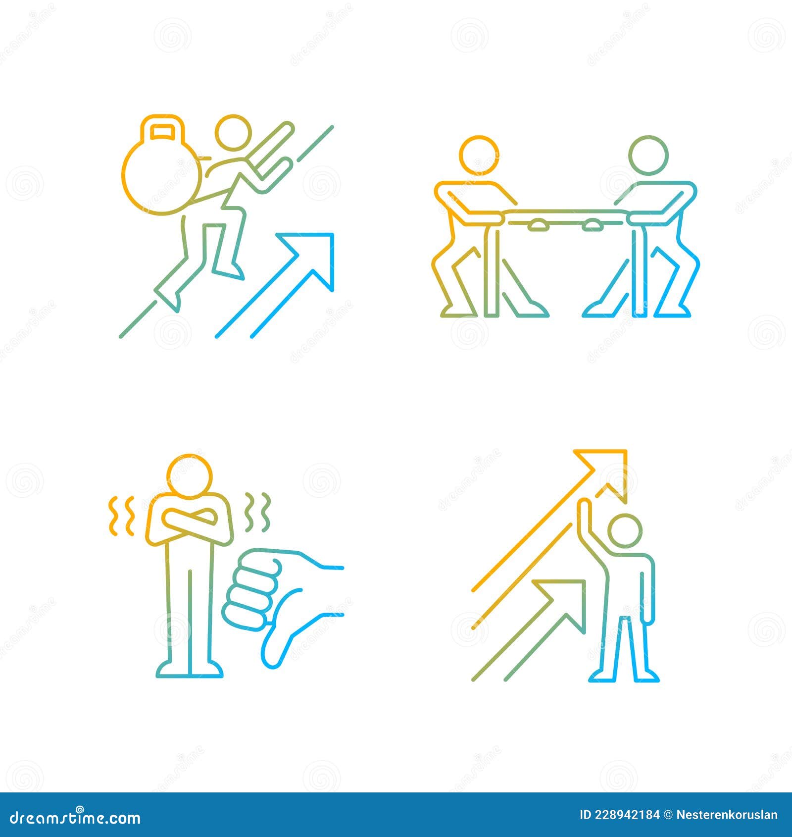 Motivation Complications and Results Gradient Linear Vector Icons Set ...