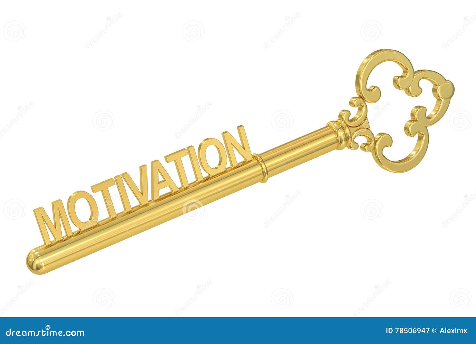 Motivation Concept with Golden Key, 3D Rendering Stock Illustration ...